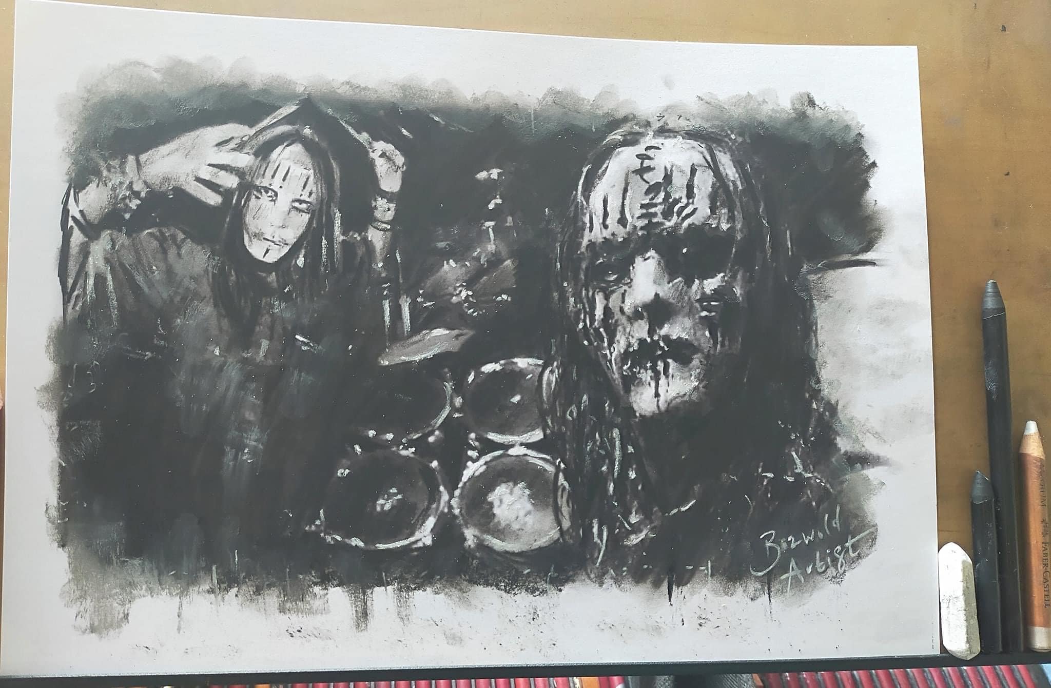 SLIPKNOT Joey Jordison Original Pastel Pencil Portrait A4 - Etsy