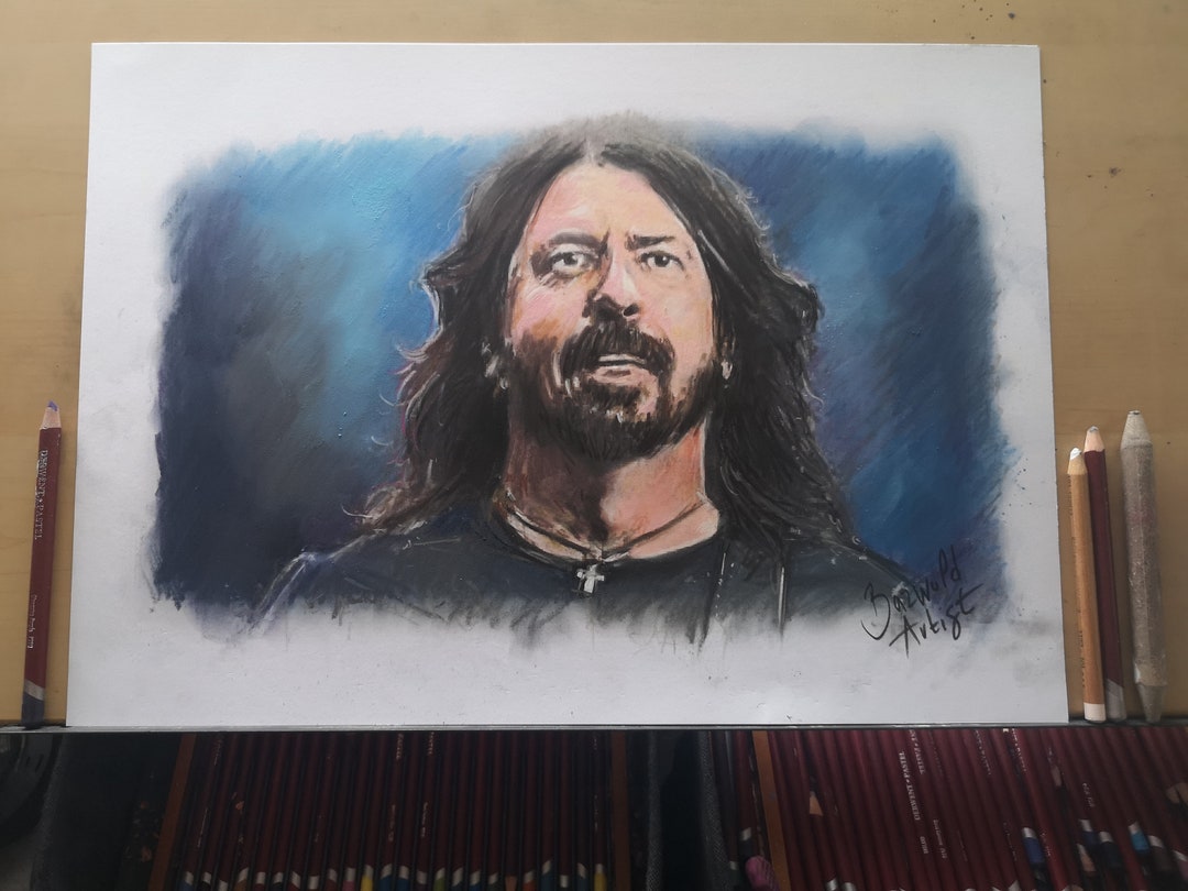 FOO FIGHTERS Dave Grohl Pastel Pencil Drawing by Bazwoldartist Size A3 ...
