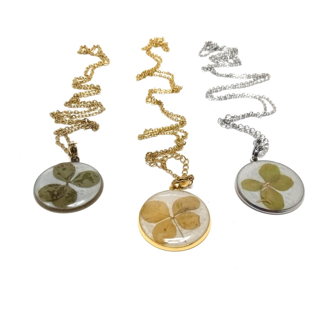 Real Clover Lucky Charm Shamrock Emotional Support Necklace Jewelry ...