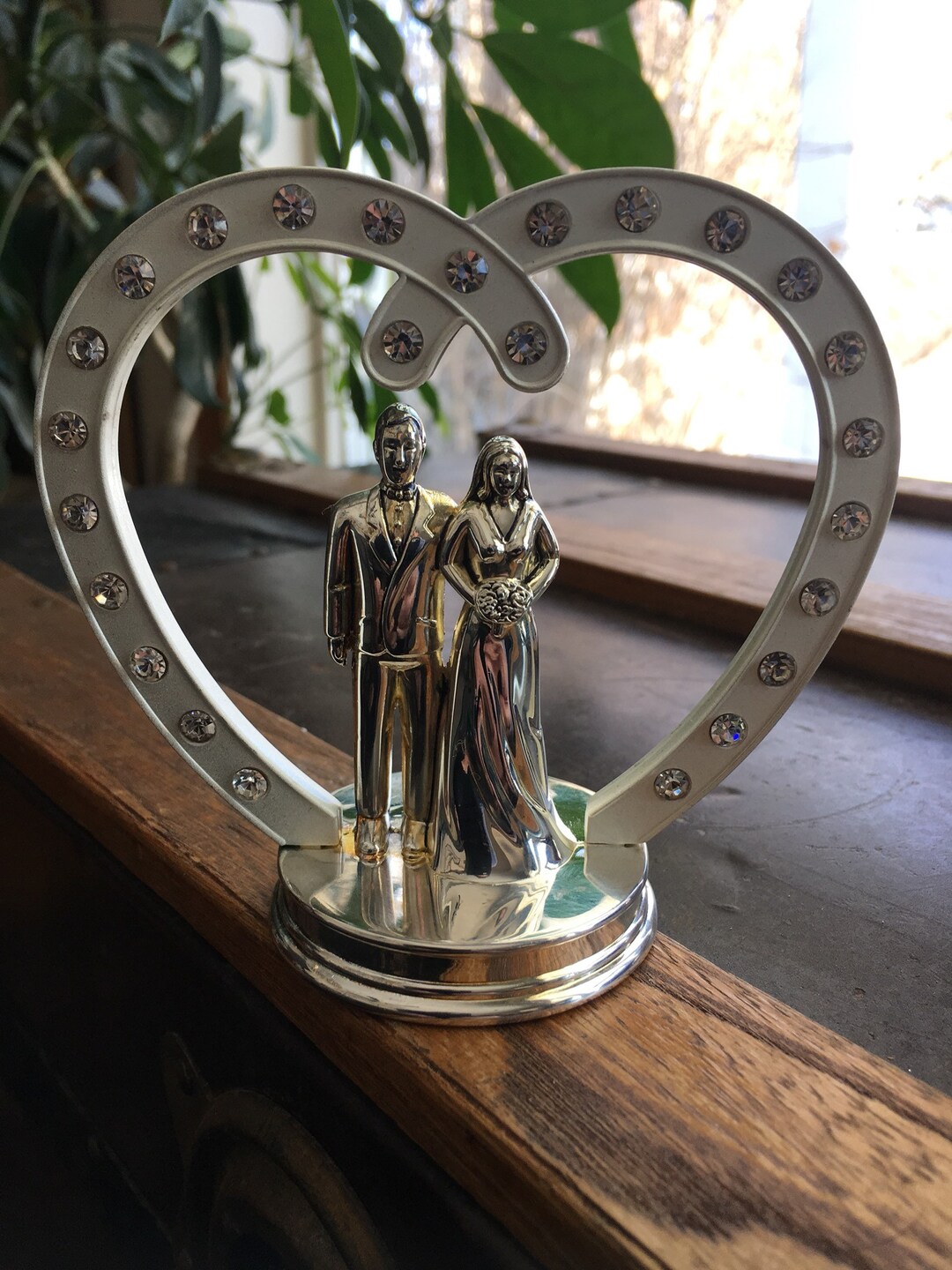 Godinger Silver Heart With Bride and Groom Wedding Cake Topper - Etsy