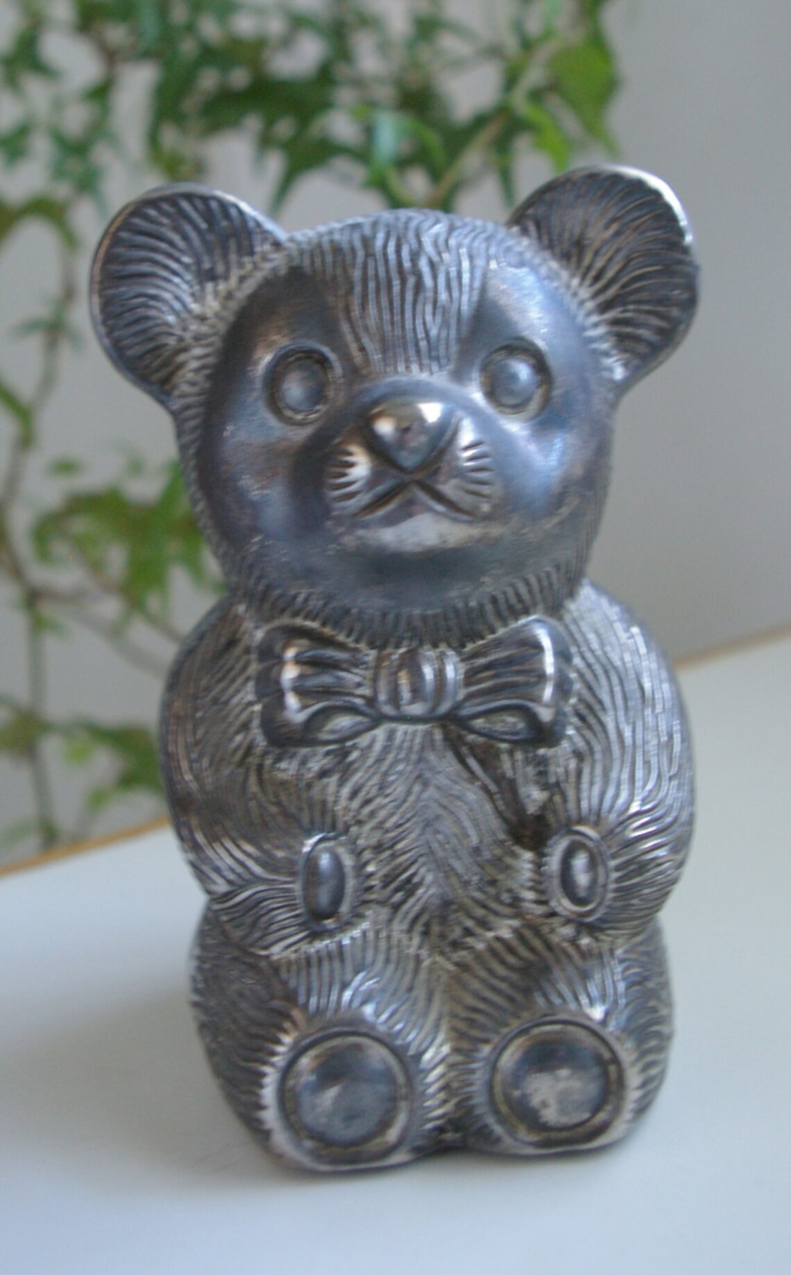 Vintage Silver Plated Teddy Bear Coin Bank - Etsy