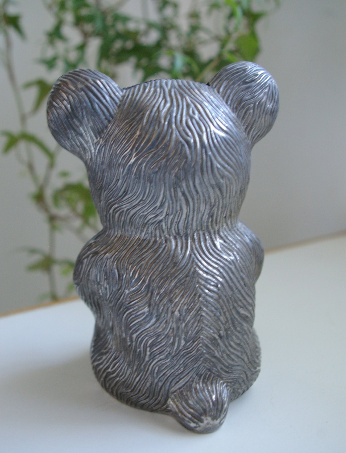 Vintage Silver Plated Teddy Bear Coin Bank - Etsy