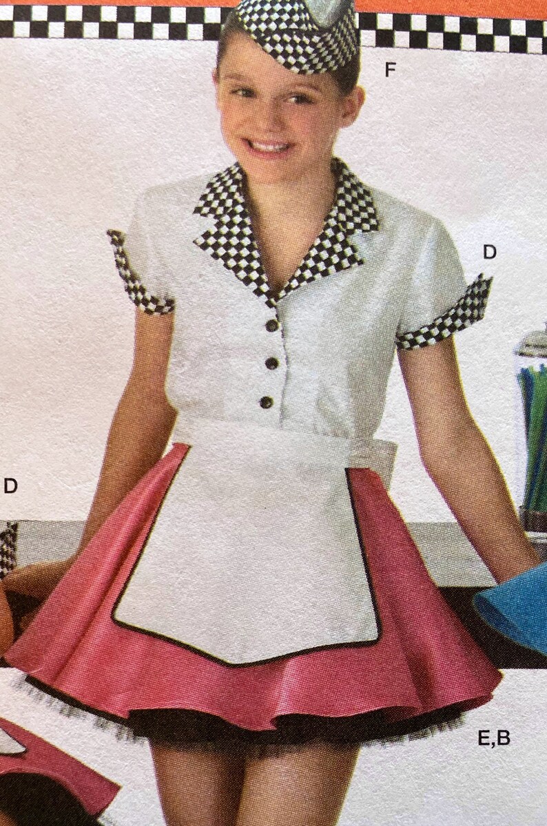 Simplicity 3836 Poodle Skirt and Diner Waitress Sewing Pattern | Etsy
