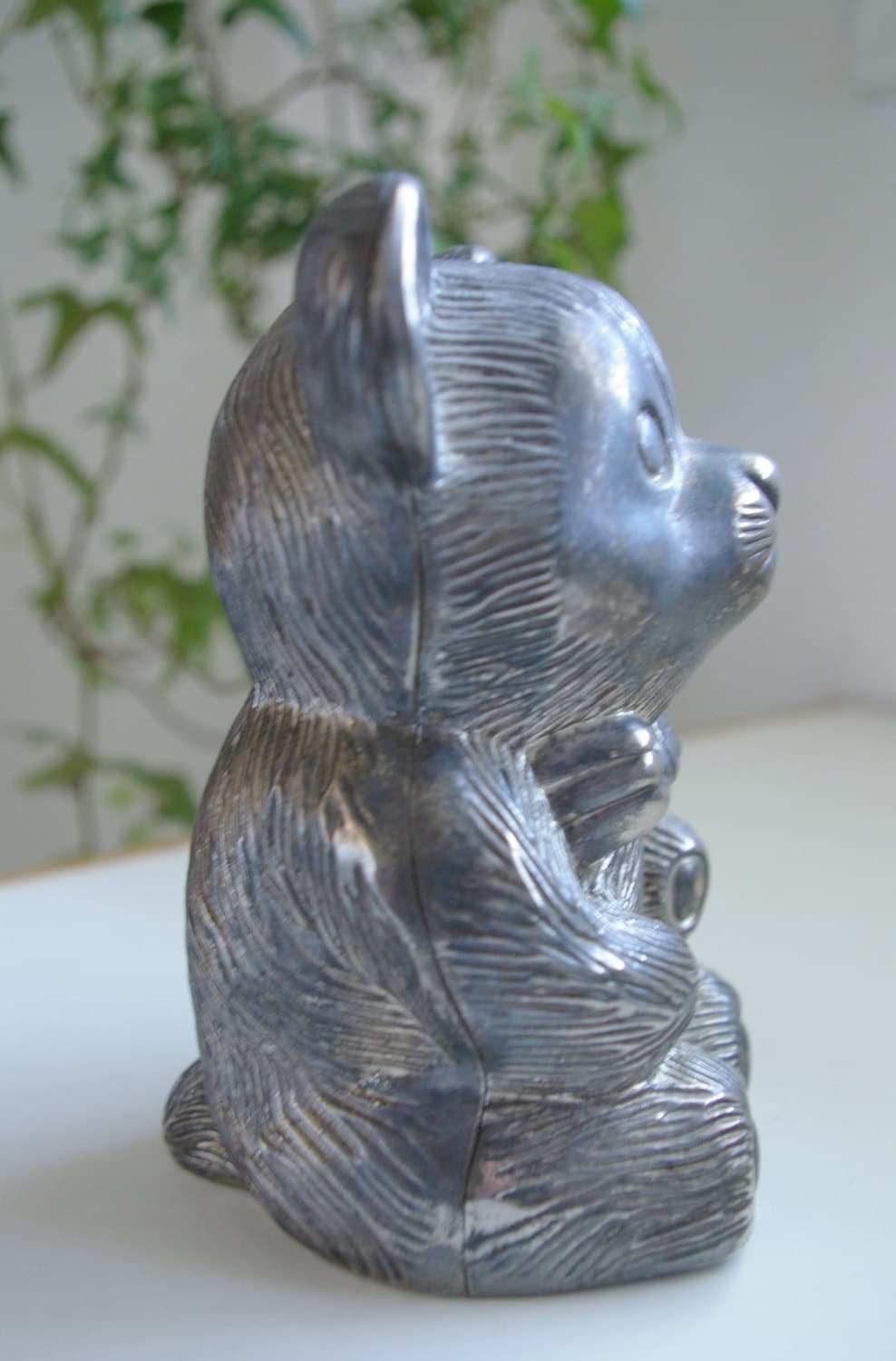 Vintage Silver Plated Teddy Bear Coin Bank - Etsy