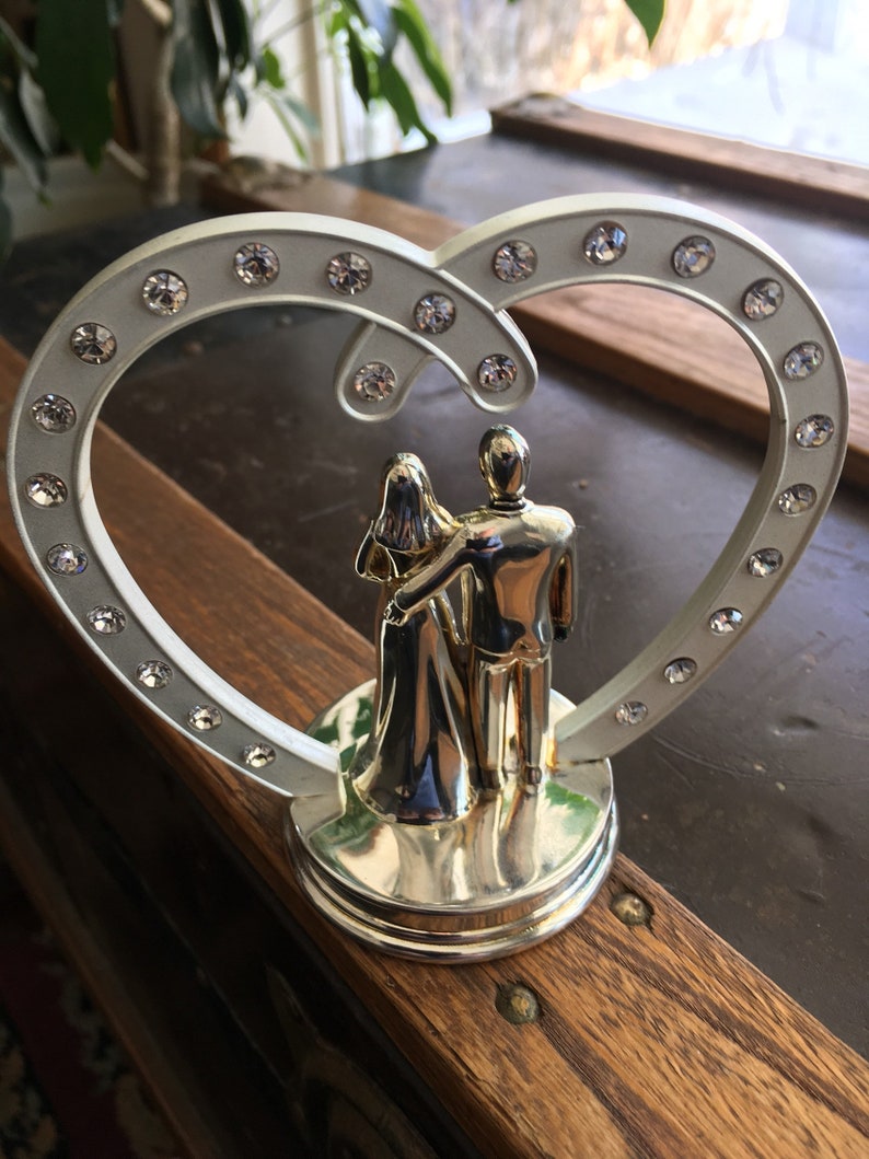 Godinger Silver Heart With Bride and Groom Wedding Cake Topper - Etsy