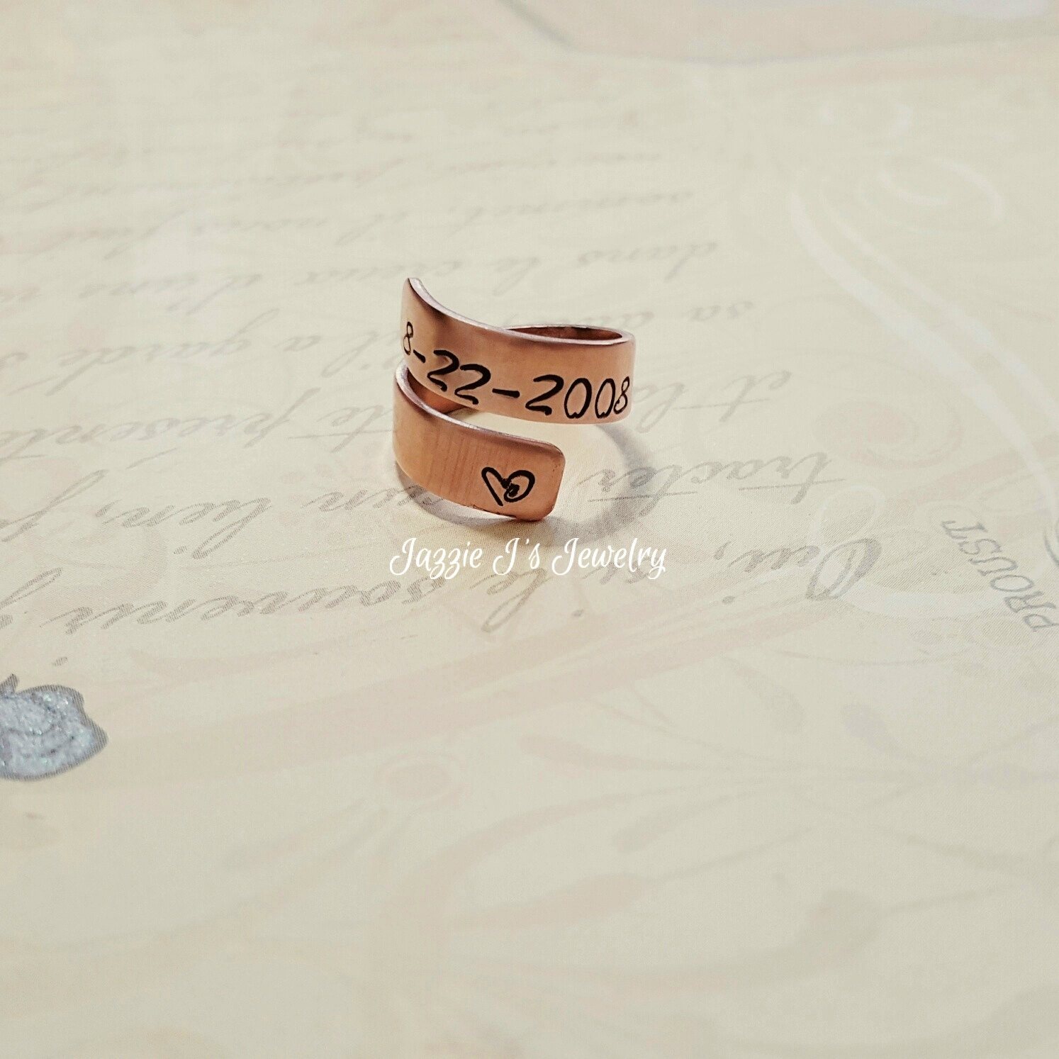 Personalized Copper Ring Hand Stamped Ring Adjustable Ring - Etsy