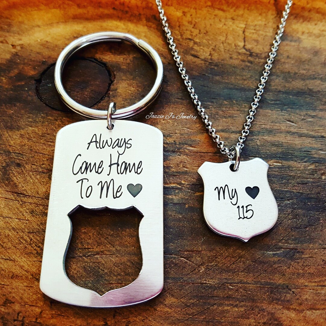 Be Safe Gift Always Come Home to Me Police Keychain Badge - Etsy