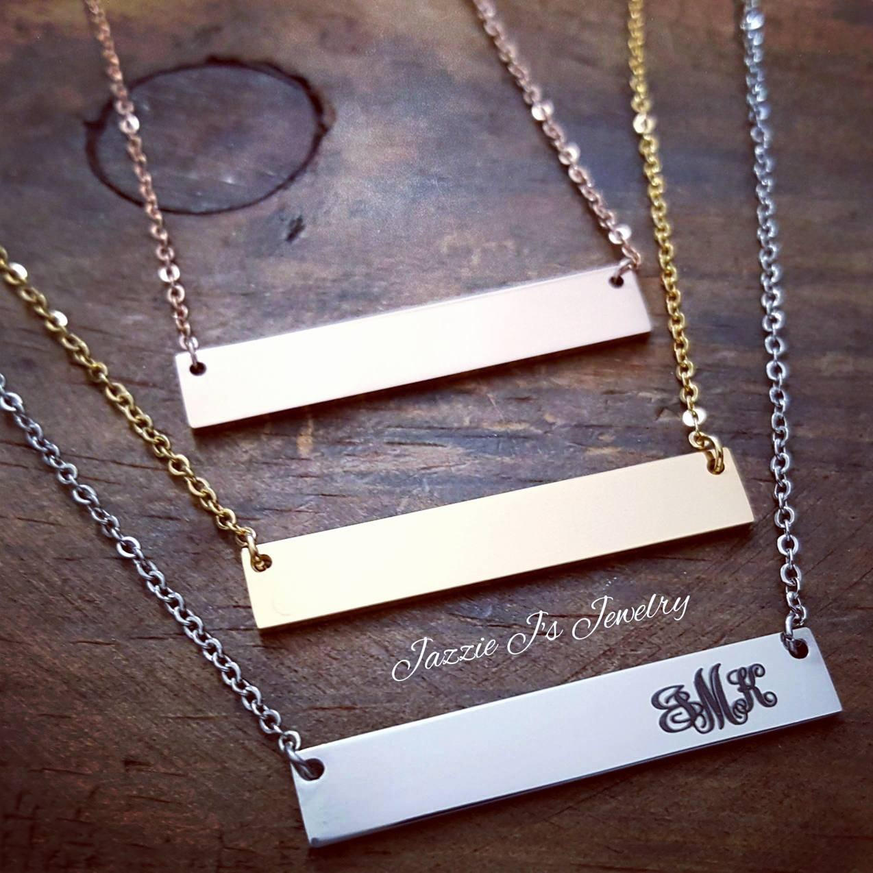 Monogram Bar Necklace Gift for Her Engraved Monogram - Etsy