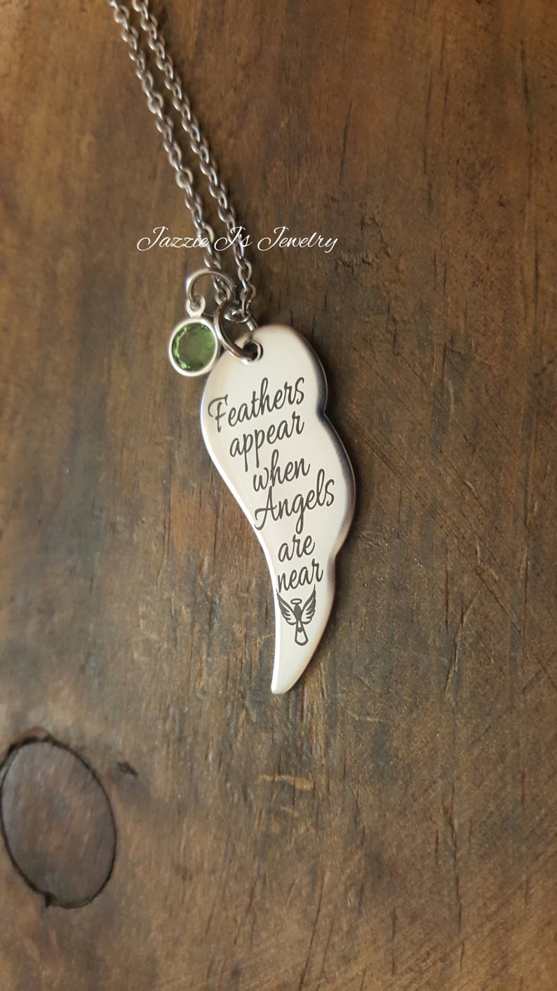Feathers Appear When Angels Are Near Necklace Memorial Etsy