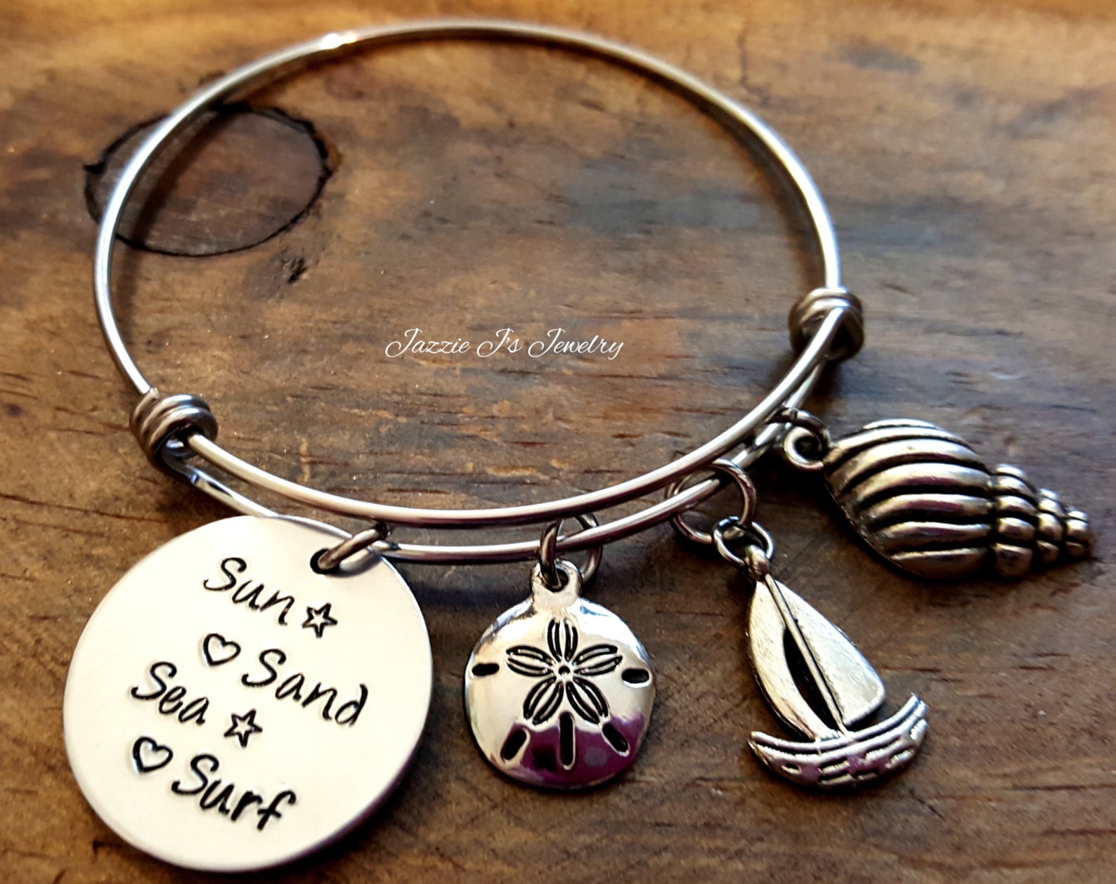 Beach Bangle Bracelet Sun Sand Sea Surf Bracelet Beach Life - Etsy