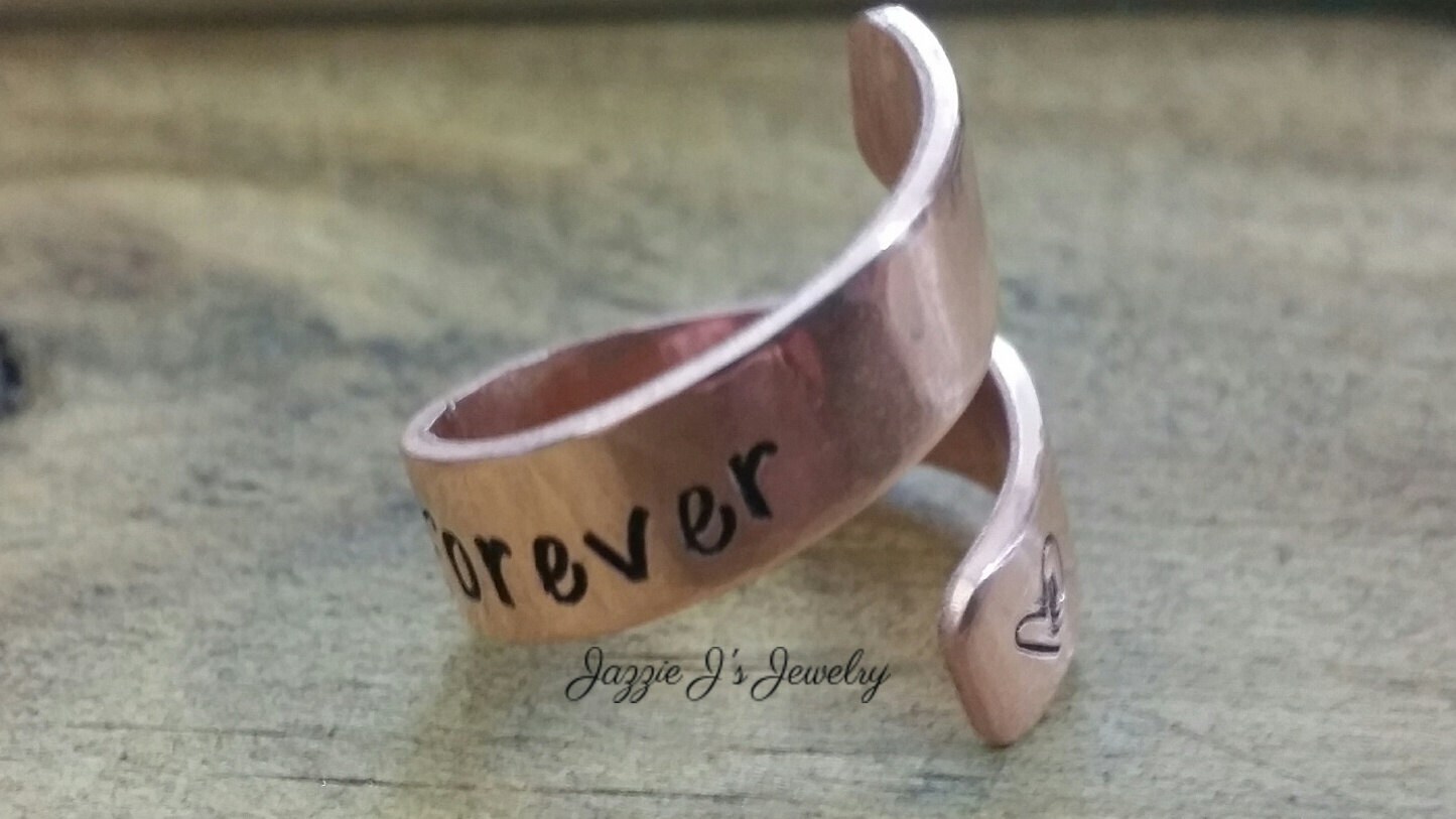 Personalized Copper Ring Hand Stamped Ring Adjustable Ring | Etsy