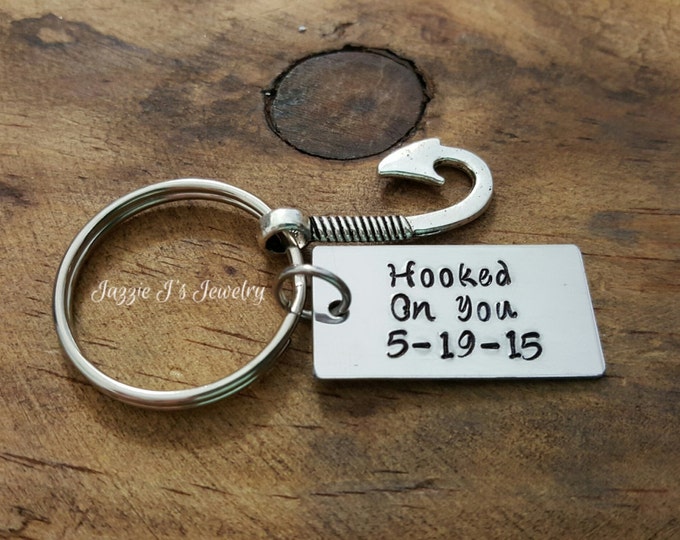 Hooked on You Keychain, Keychain for Fisherman, Couples Gift, Fisherman ...