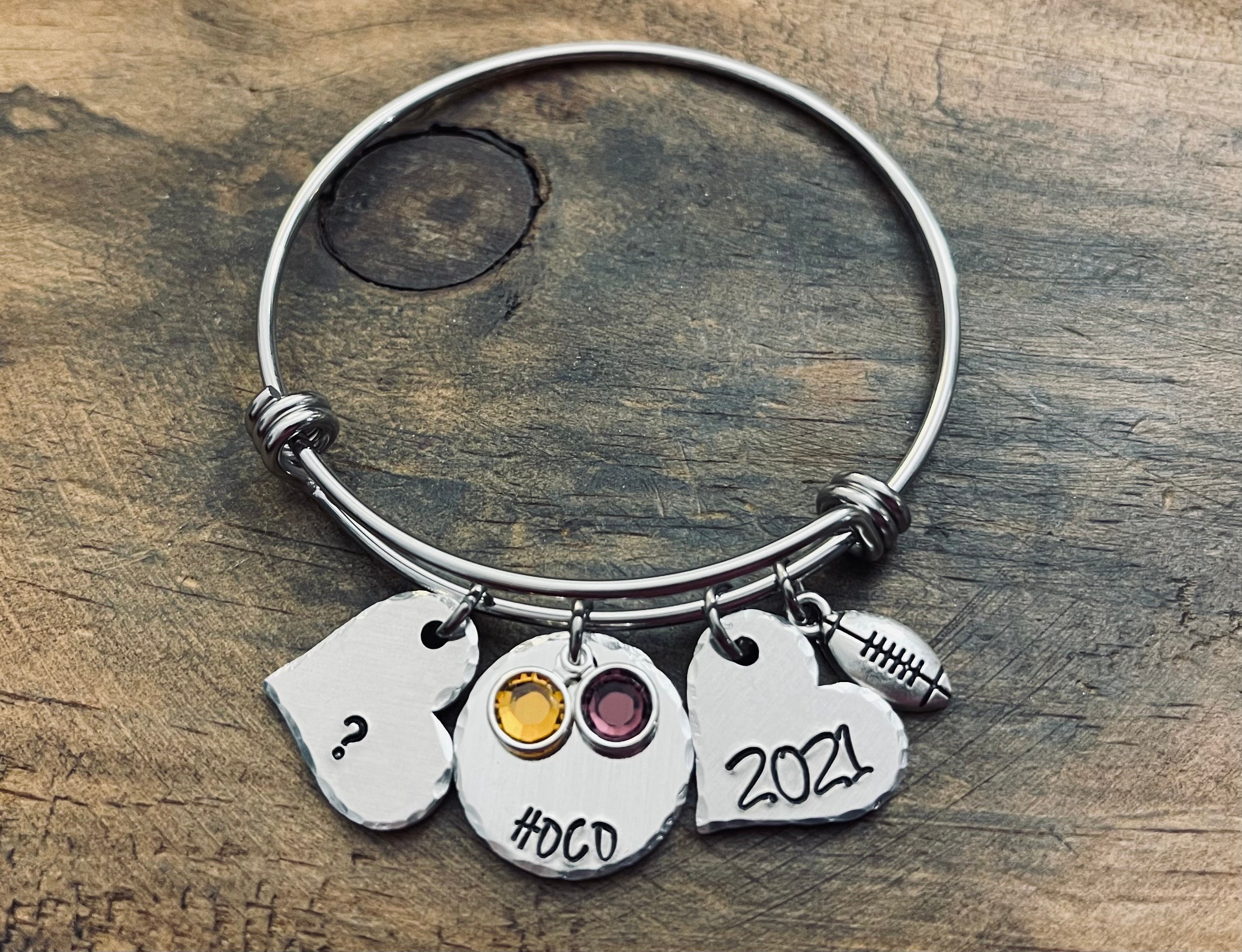 Homecoming Bangle Bracelet Personalized Gift for Homecoming - Etsy