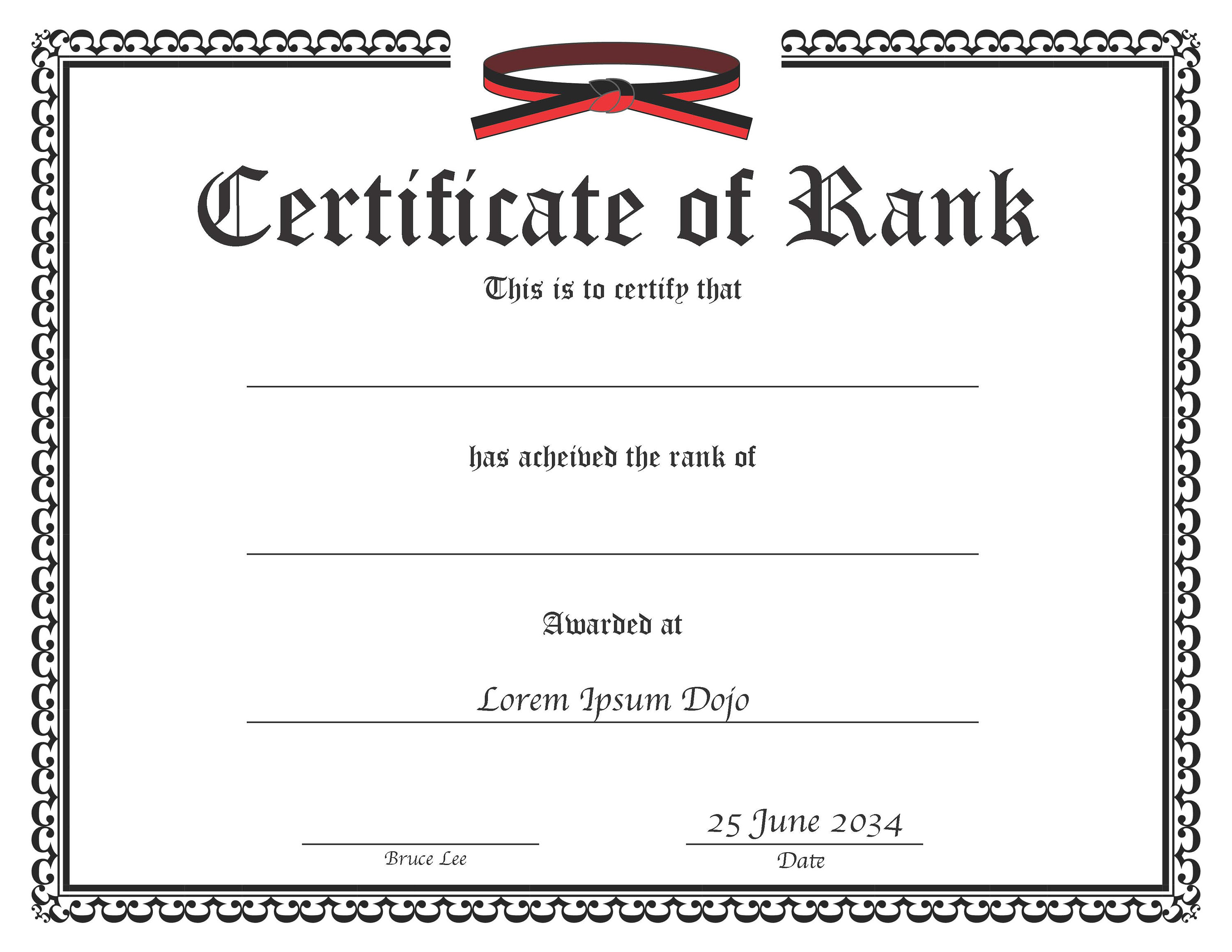 Editable Martial Arts Rank Certificates - Instant Download - PDF - Etsy
