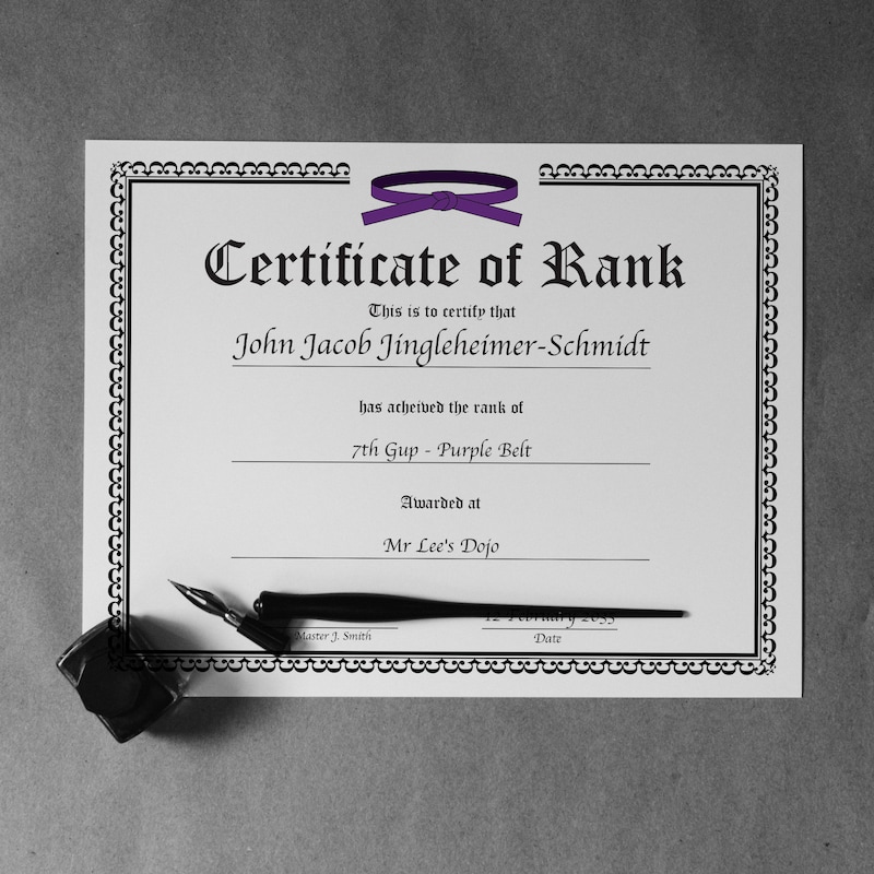 Taekwondo Certificate - Etsy