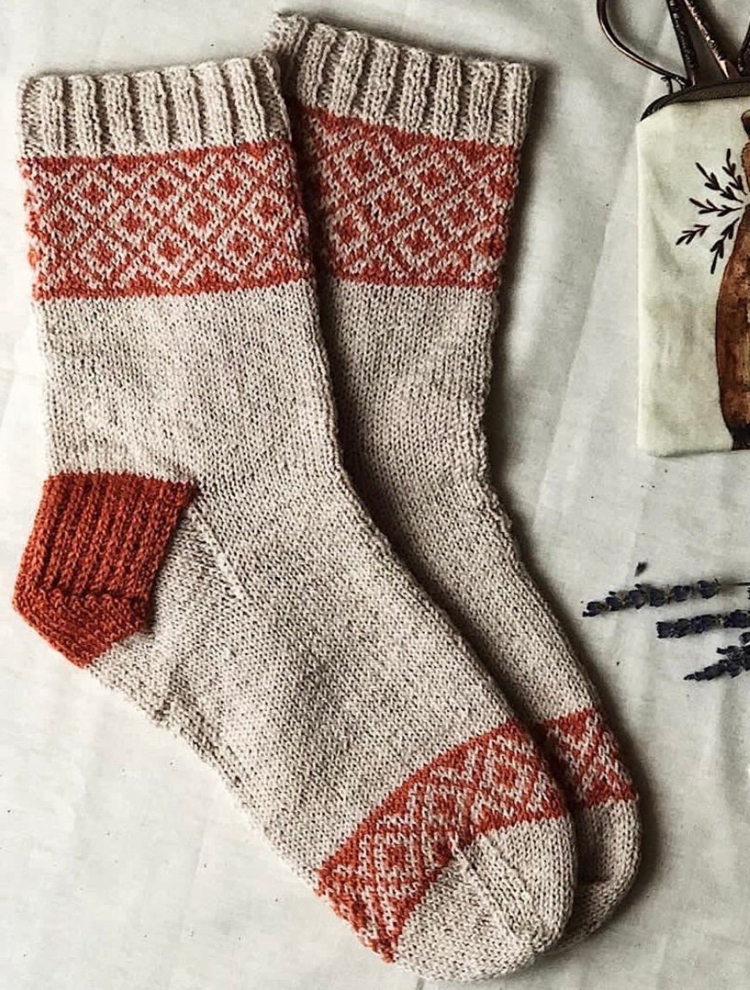 Cozy Natural Socks Knitting Pattern, Fair Isle, Stranded, Colorwork - Etsy