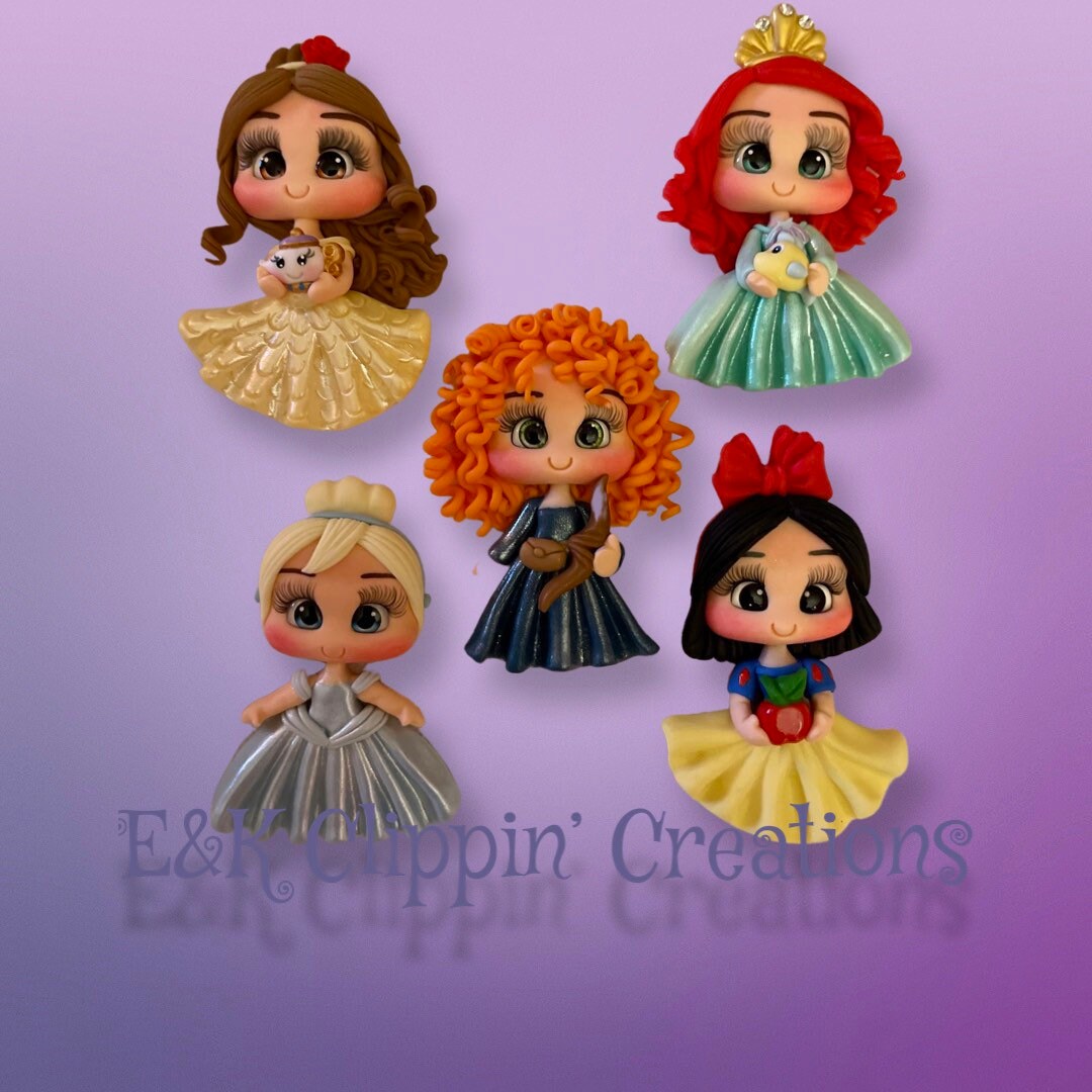 Princess Hairbow Center Bell / Cinderella / Snow White / Merida / Ariel ...
