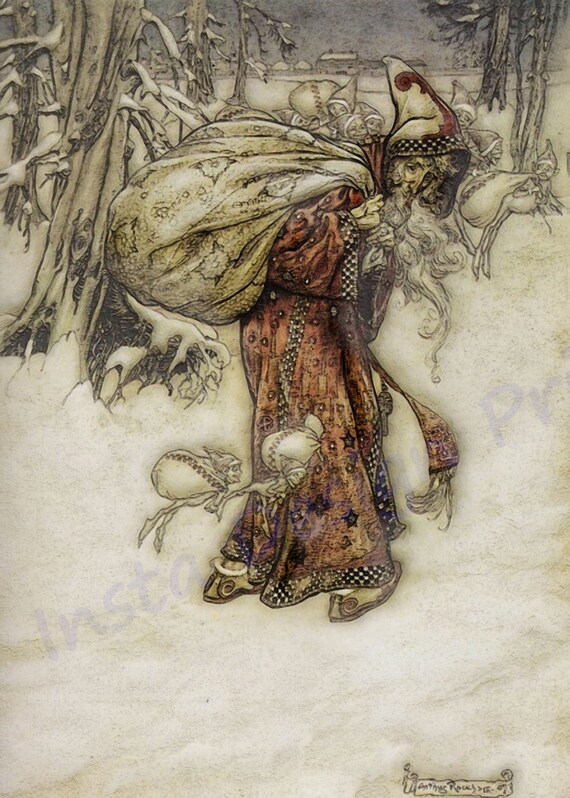 Arthur Rackham Saint Nick Santa Helpers Bags Gifts Digital | Etsy