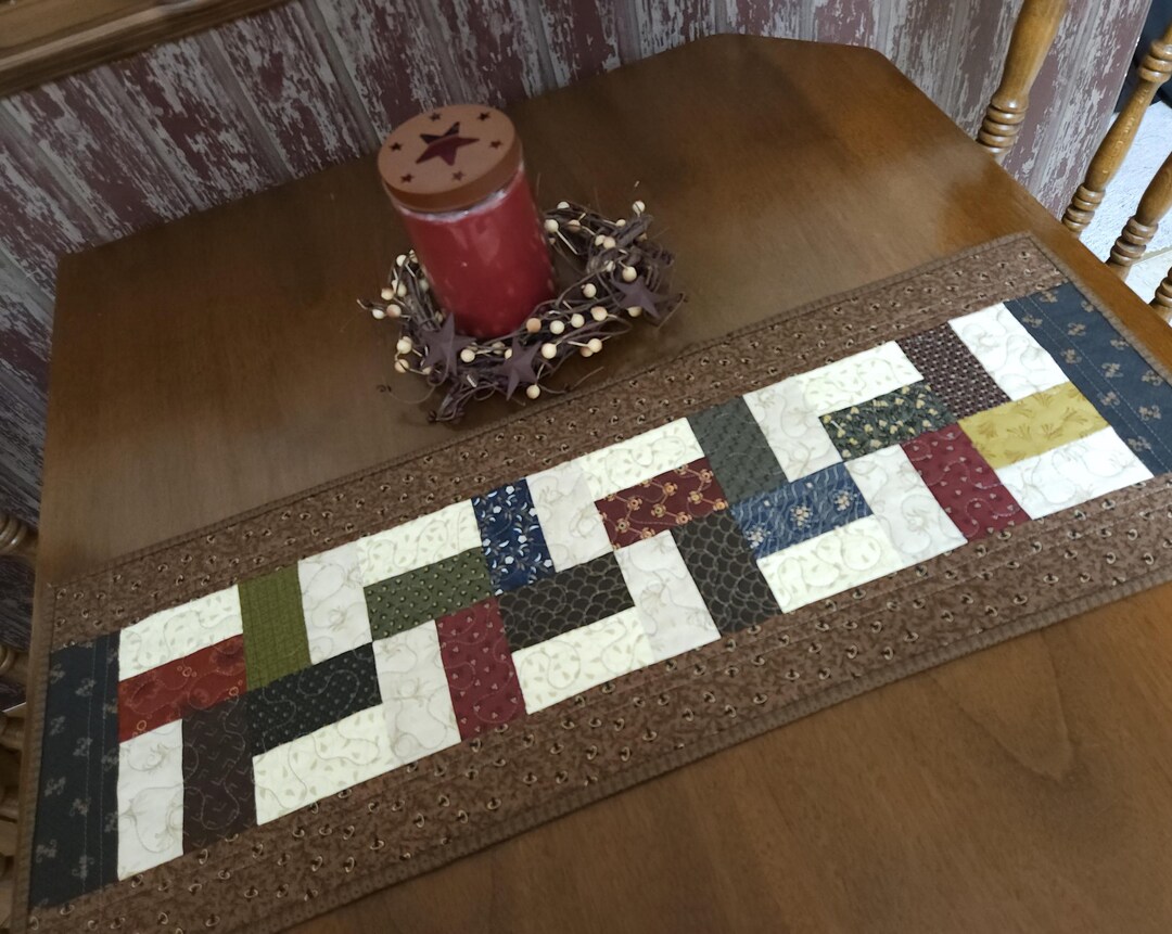 Quilted Table Runner, Country Table Covering, Scrappy Table Mat ...