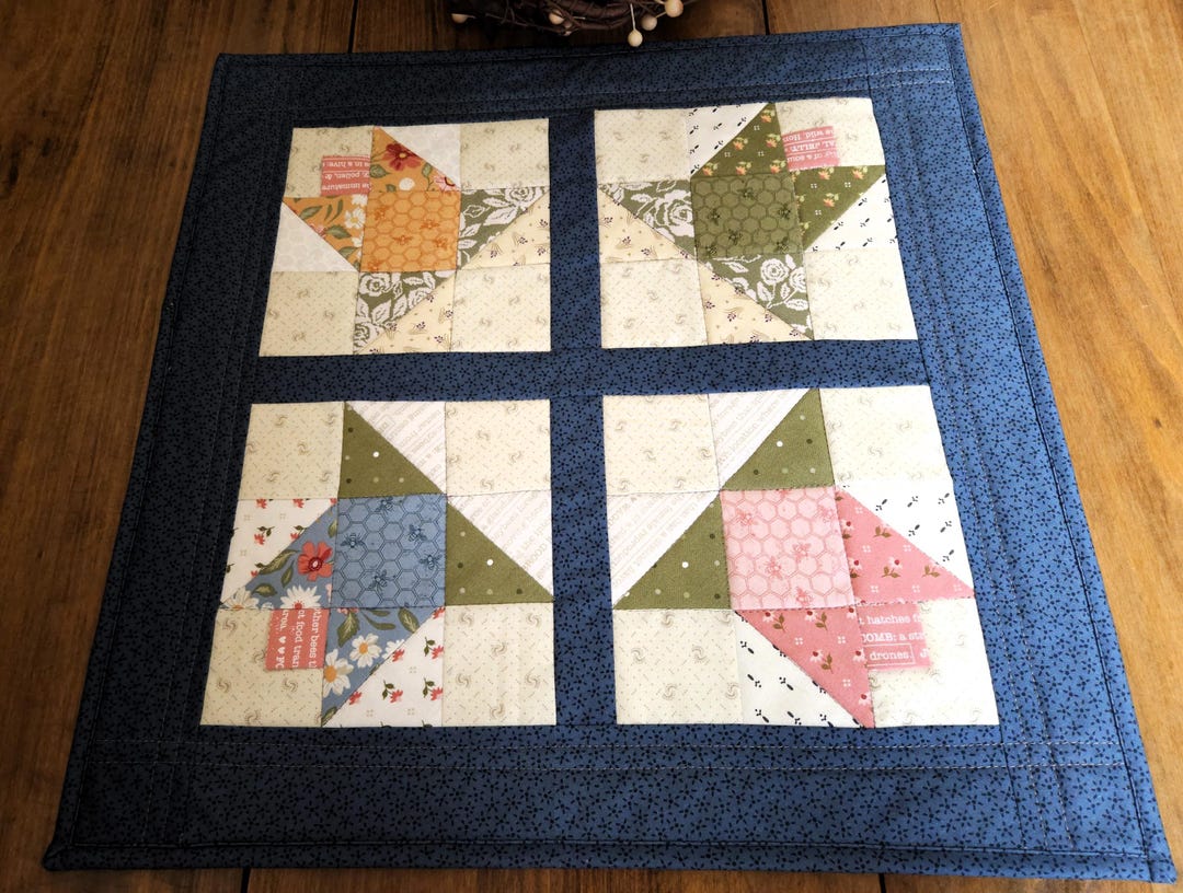 Quilted Spring Summer Tulip Table Topper With Prairie Points, Country ...