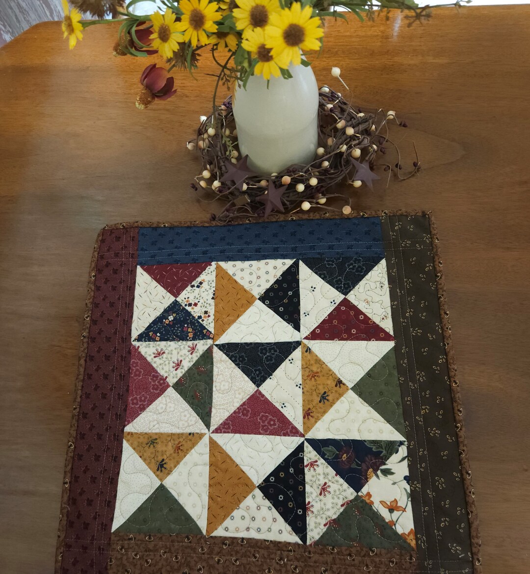 Quilted Table Topper / Quilted Farmhouse Table Topper / Scrappy Table ...