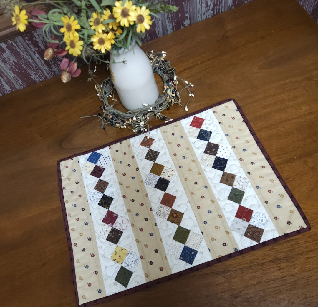 Table Topper Multi Colored/ Quilted Farmhouse Table Topper / Scrappy ...
