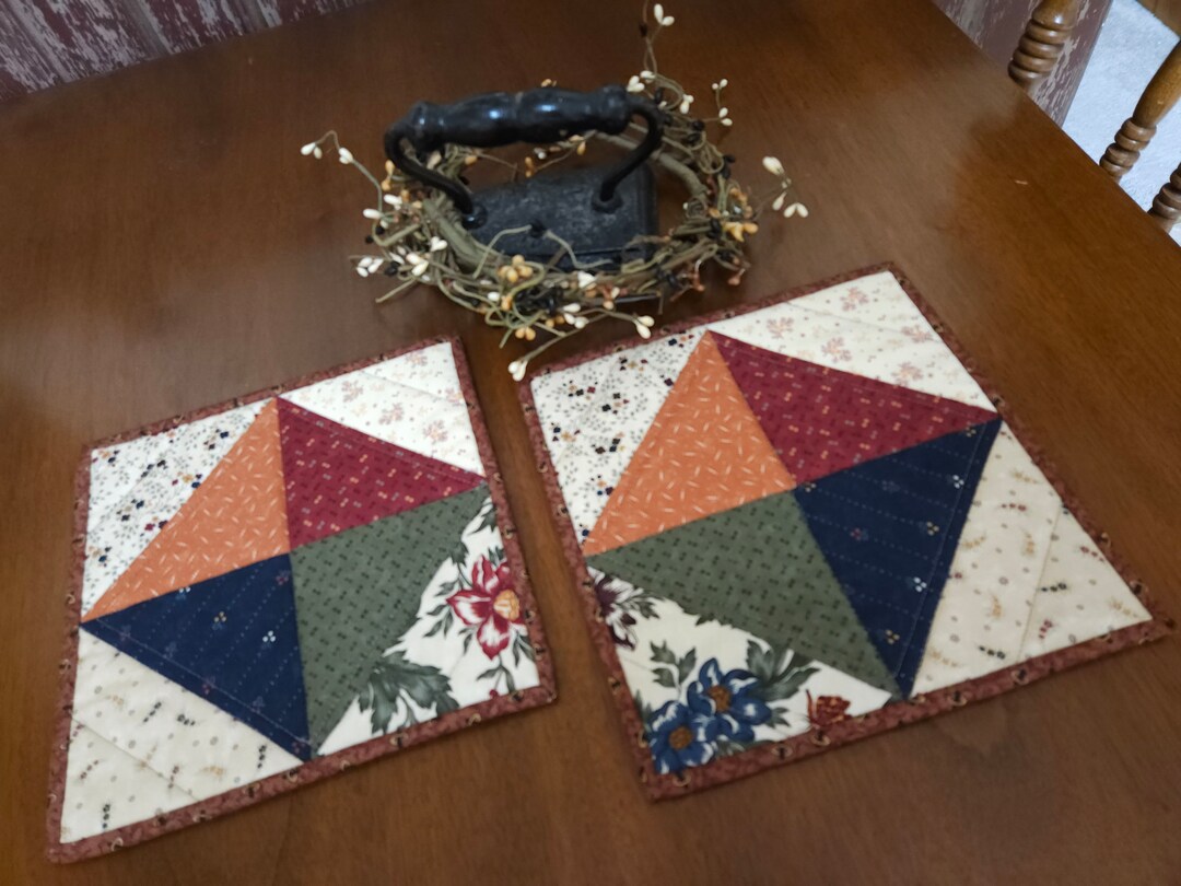 Quilted Potholders, Country Hot Pads, Scrappy Trivets, Handmade ...