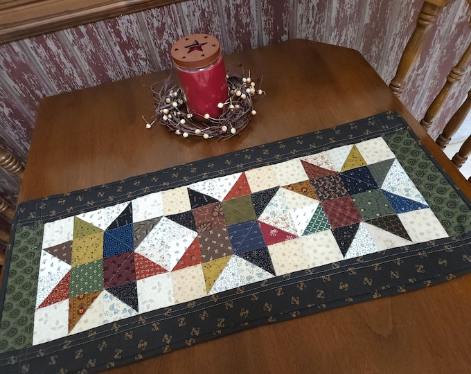 Quilted Table Runner / Farmhouse Quilted Table Runner/ Scrappy Table ...