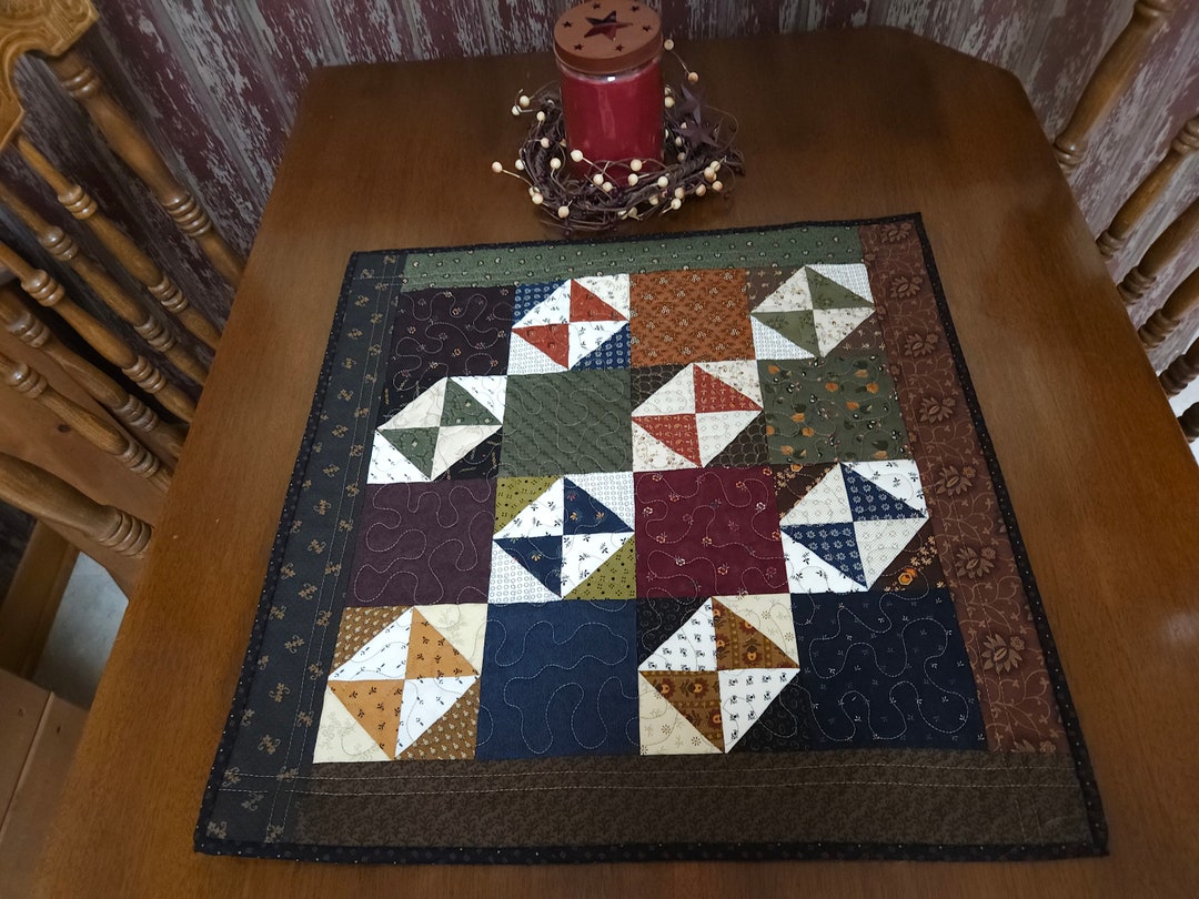 Quilted Table Topper, Country Table Covering, Scrappy Table Mat ...