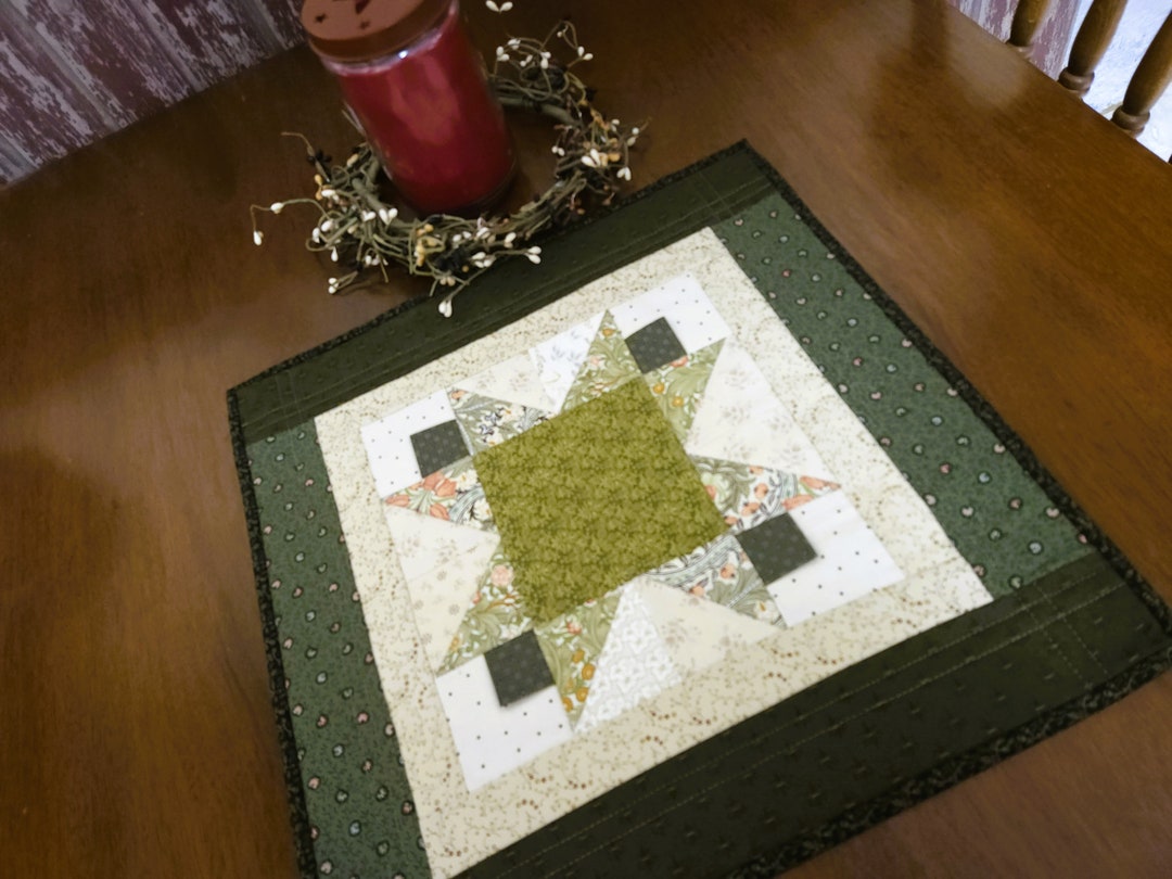 Quilted Spring Table Topper With Prairie Points, Quilted Handmade ...