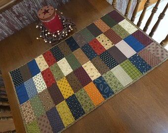Quilted Table Runner / Quilted Farmhouse Table Runner/ Scrappy Table ...