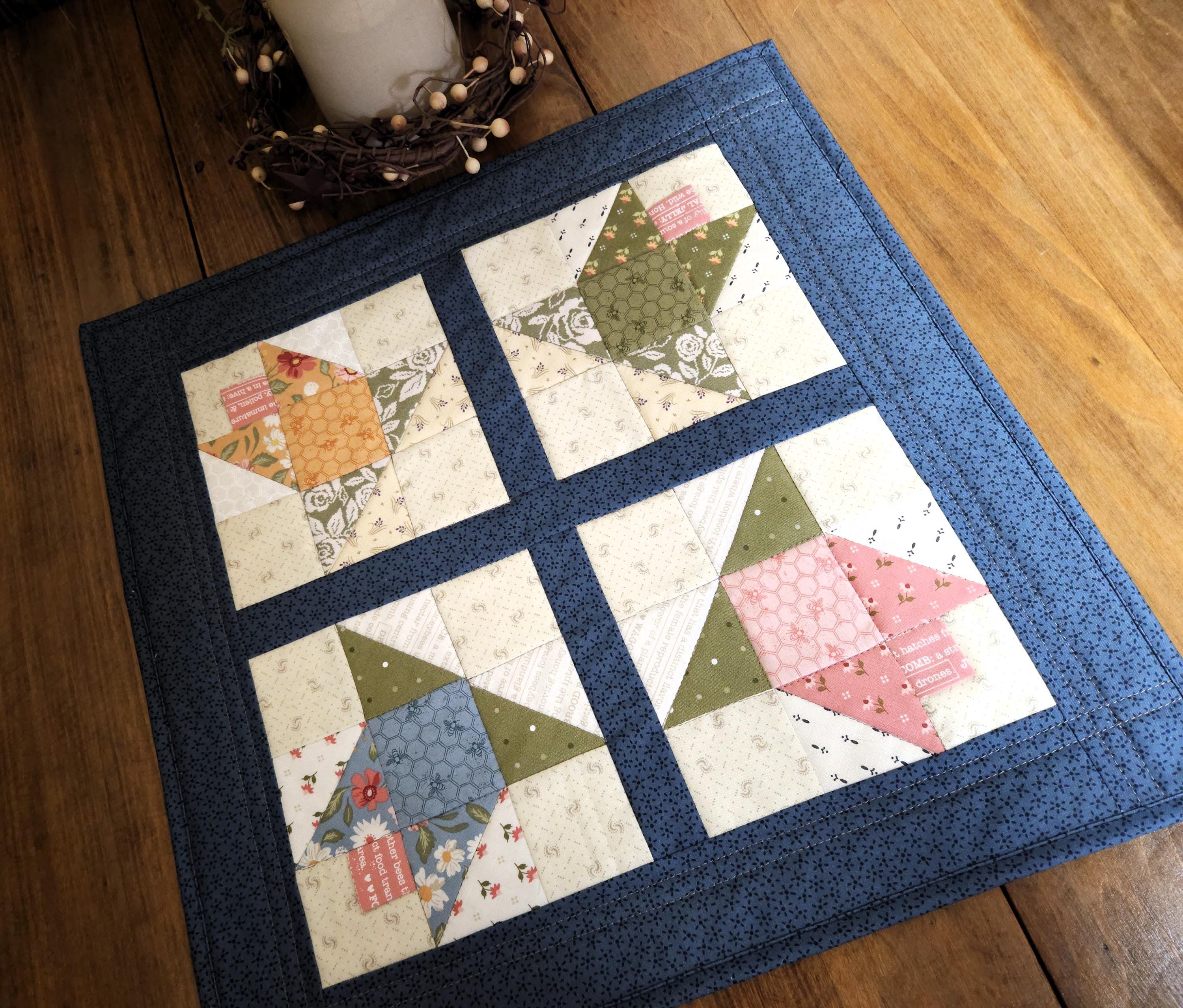 Quilted Spring Summer Tulip Table Topper With Prairie Points, Country ...