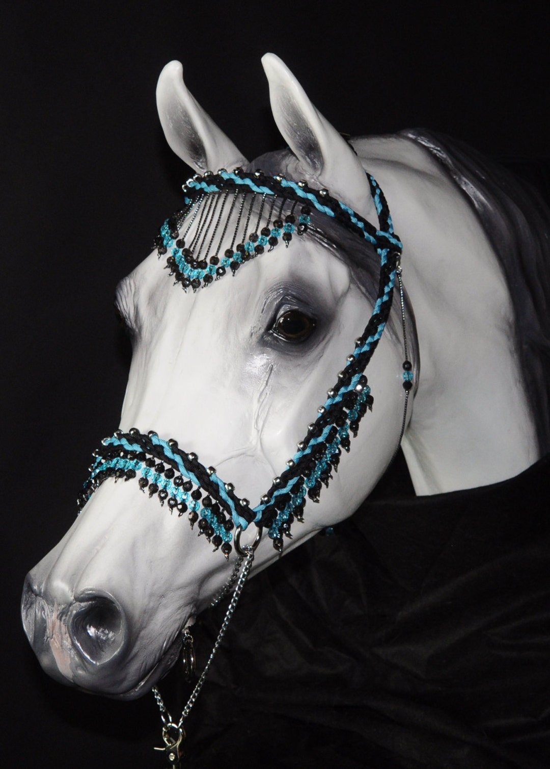 Hand Braided Arabian Style Show Halter W/browband, Horse Tack, BLACK ...