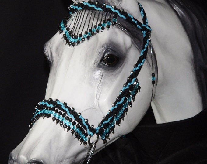 Hand Braided Arabian Style Show Halter W/browband, Horse Tack, BLACK ...