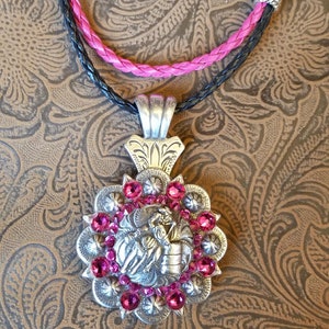 Gorgeous Bling Concho Western Necklace, Barrel Racer, Braided Cords ...