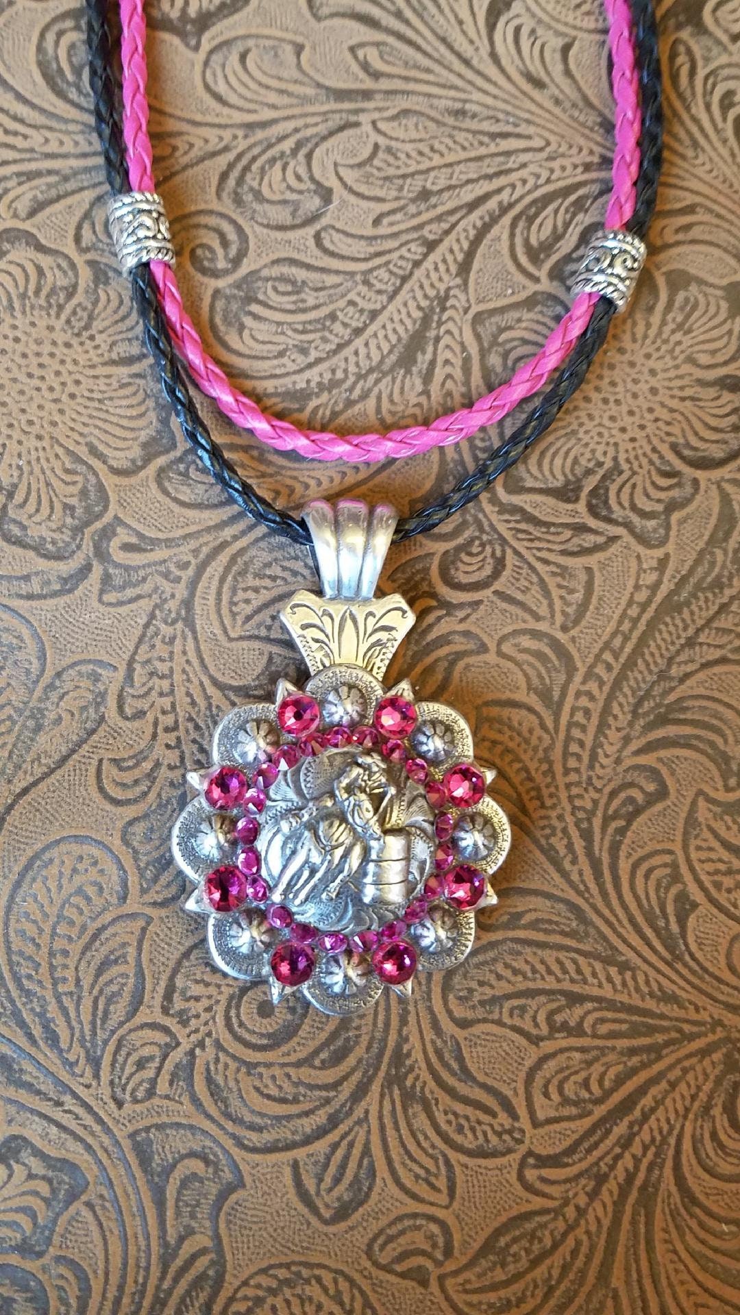 Gorgeous Bling Concho Western Necklace, Barrel Racer, Braided Cords ...