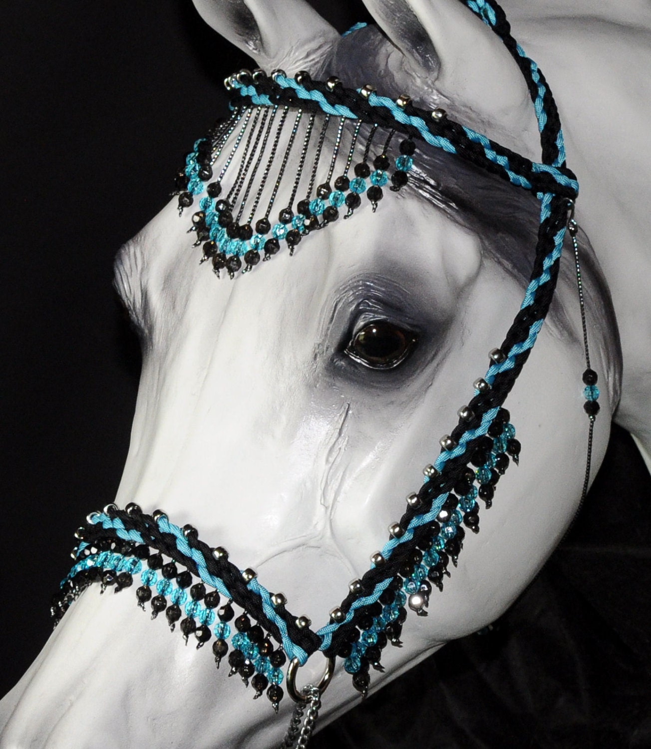 Hand Braided Arabian Style Show Halter W/browband, Horse Tack, BLACK ...