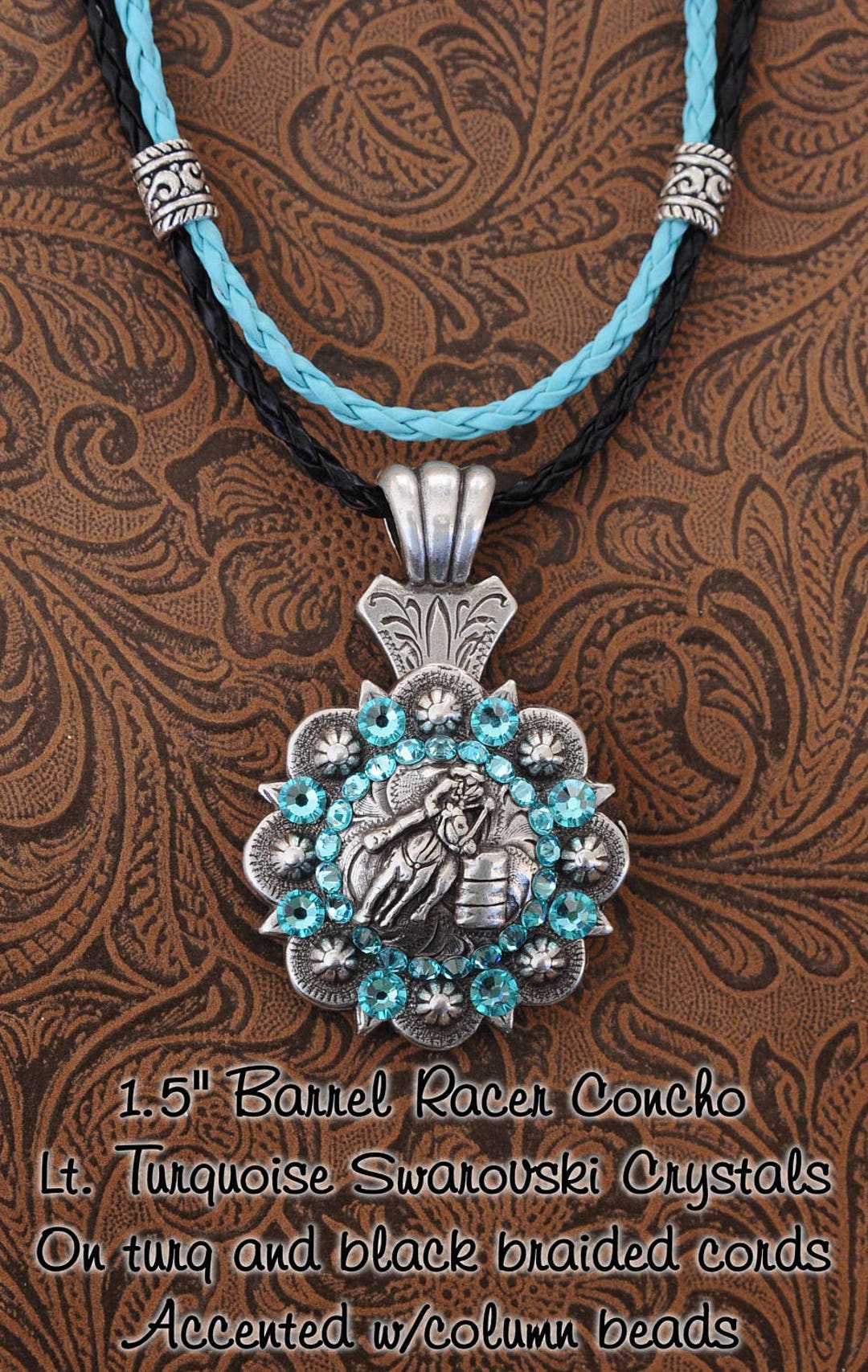 Gorgeous Bling Concho Western Necklace, Barrel Racer, Braided Cords ...
