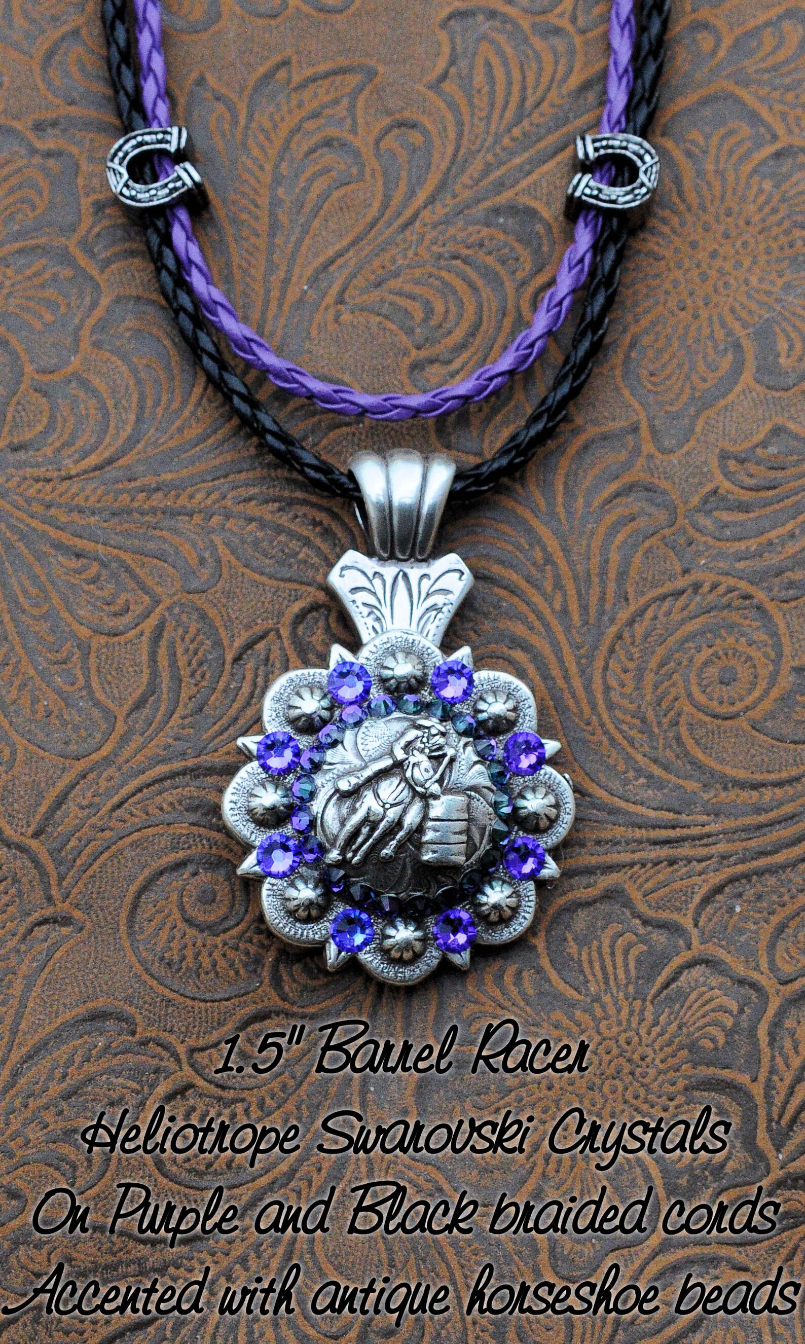 Gorgeous Bling Concho Western Necklace, Barrel Racer, Braided Cords ...