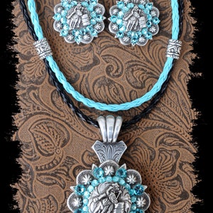 Gorgeous Bling Concho Western Necklace, Barrel Racer, Braided Cords ...