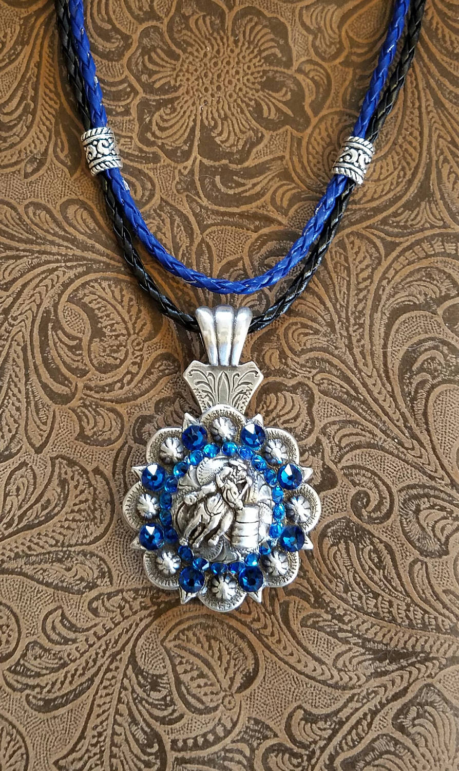 Gorgeous Bling Concho Western Necklace, Barrel Racer, Braided Cords ...