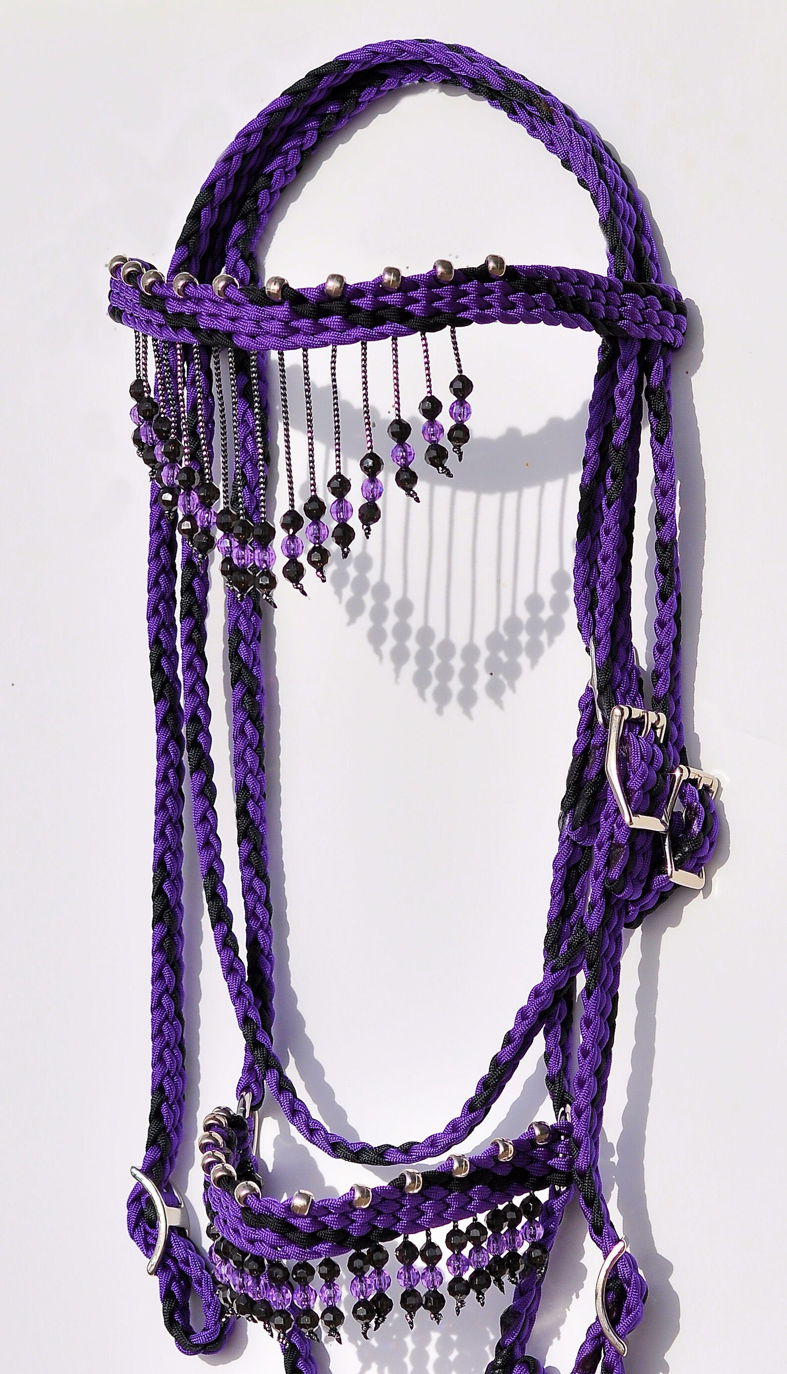Stunning Hand Braided Bridle With Beaded Browband and Noseband, Horse ...
