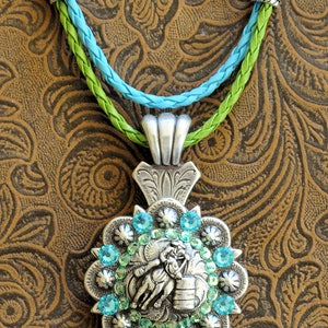 Gorgeous Bling Concho Western Necklace, Barrel Racer, Braided Cords ...