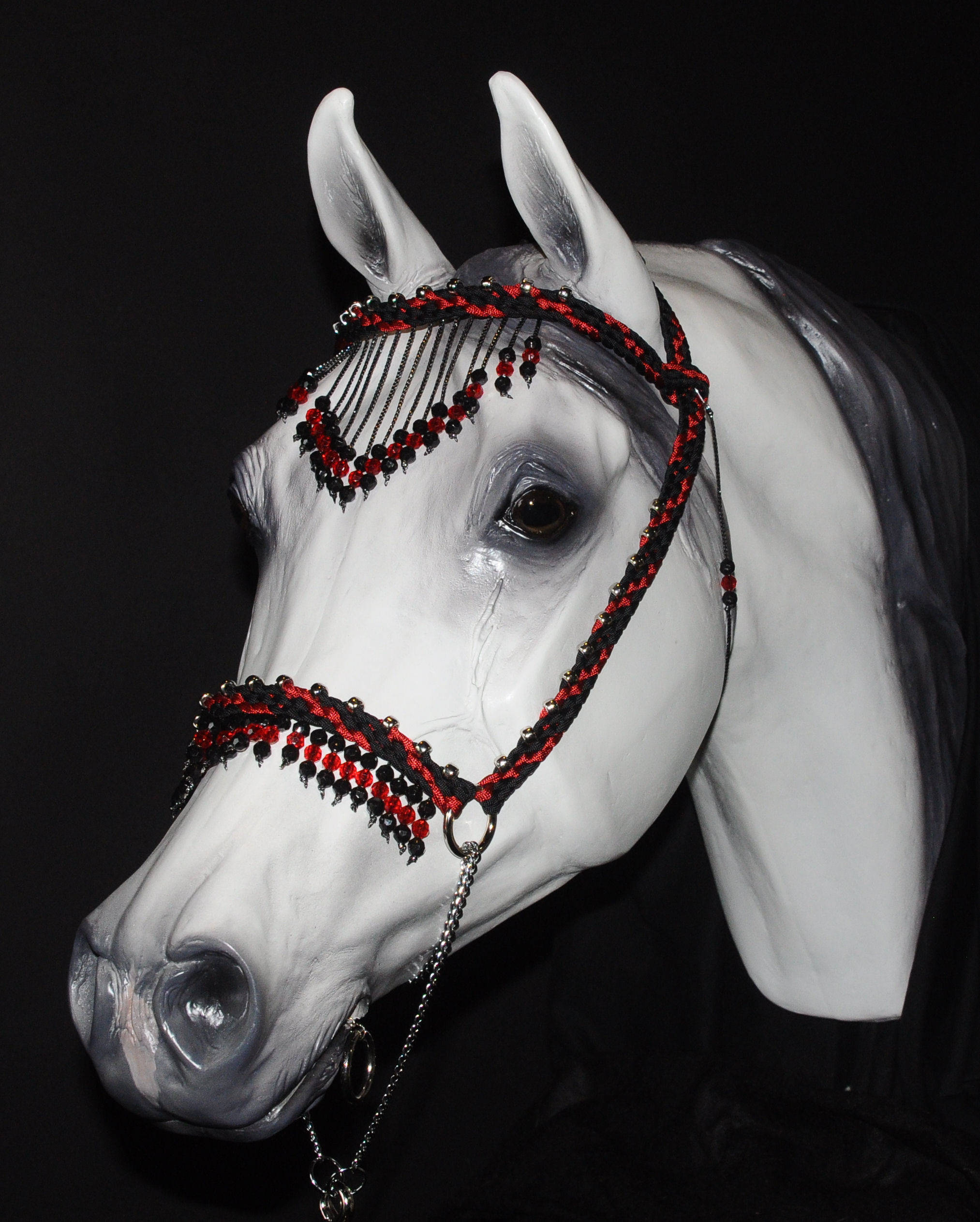 Hand Braided Arabian Style Show Halter W/browband, Horse Tack, BLACK ...