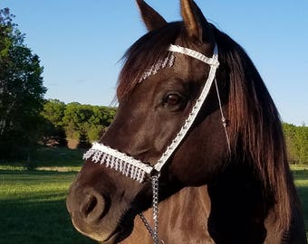 Hand Braided Arabian Style Show Halter W/browband, Horse Tack, BLACK ...