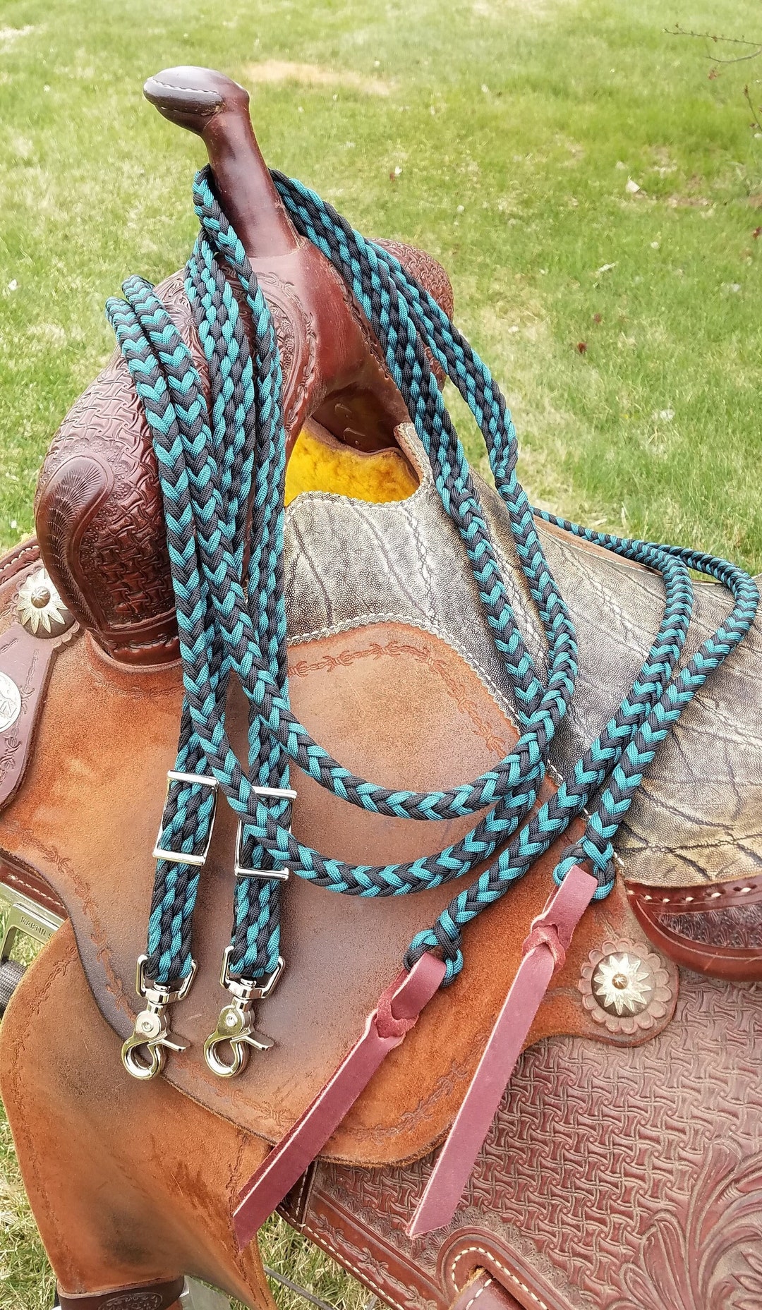 CUSTOM Hand Braided Split Reins W/leather Poppers Added! NEW!! WOW! - Etsy