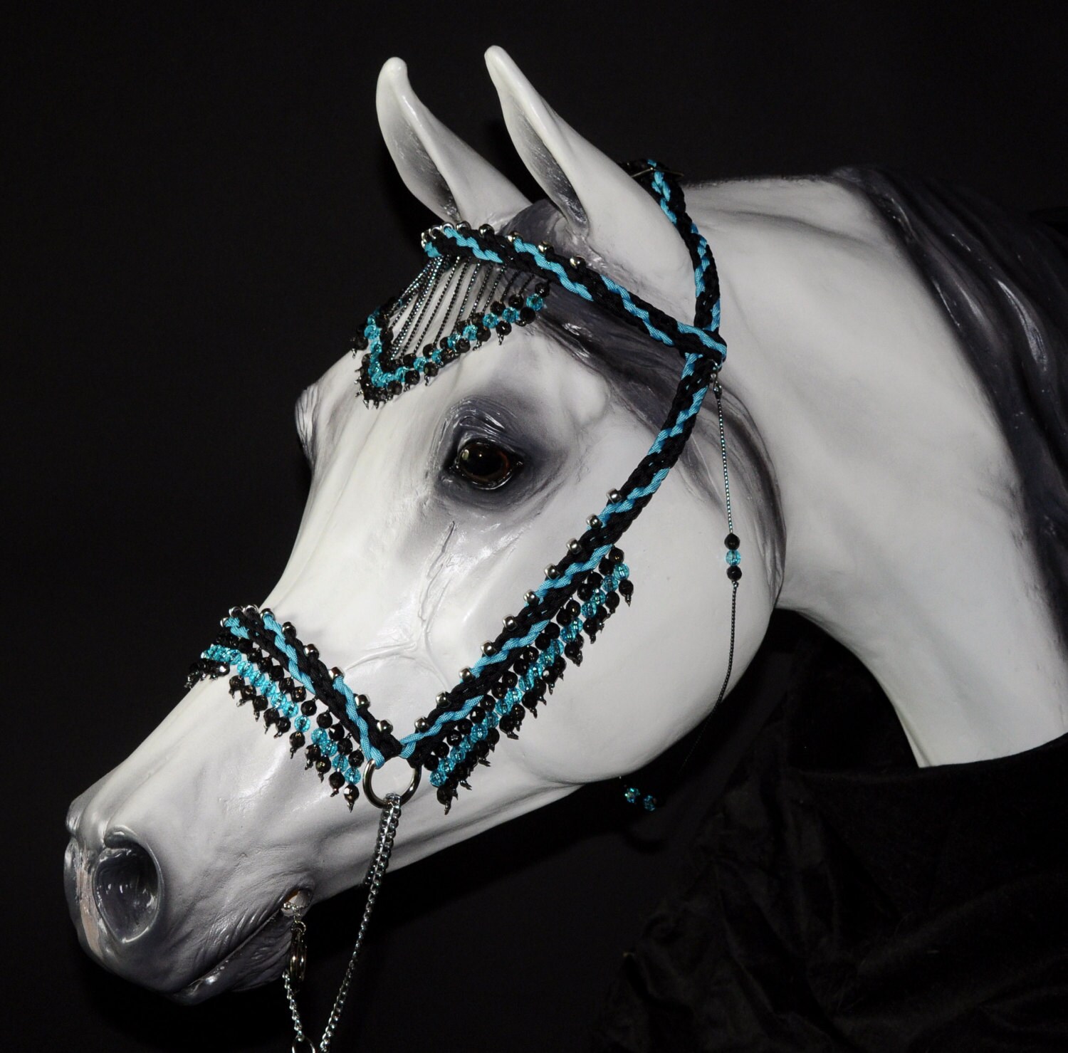 Hand Braided Arabian Style Show Halter W/browband, Horse Tack, BLACK ...