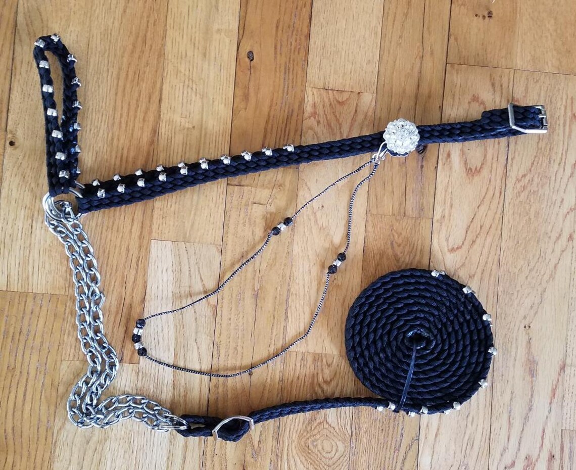 Hand Braided Arabian Style Show Halter Horse Tack BLACK with | Etsy