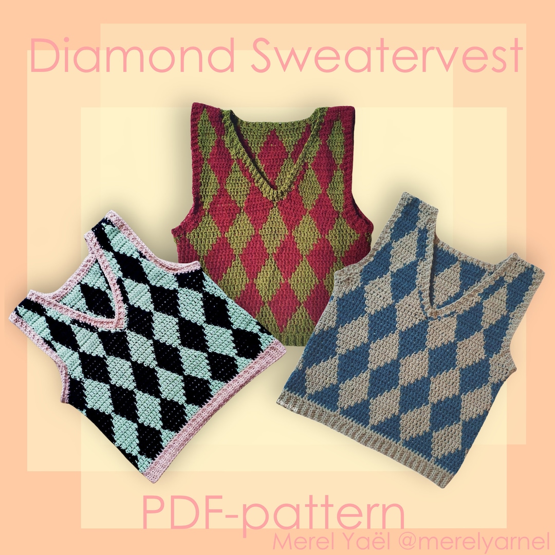 Diamond Sweater Vest Crochet PDF Pattern Sweater Vest argyle - Etsy