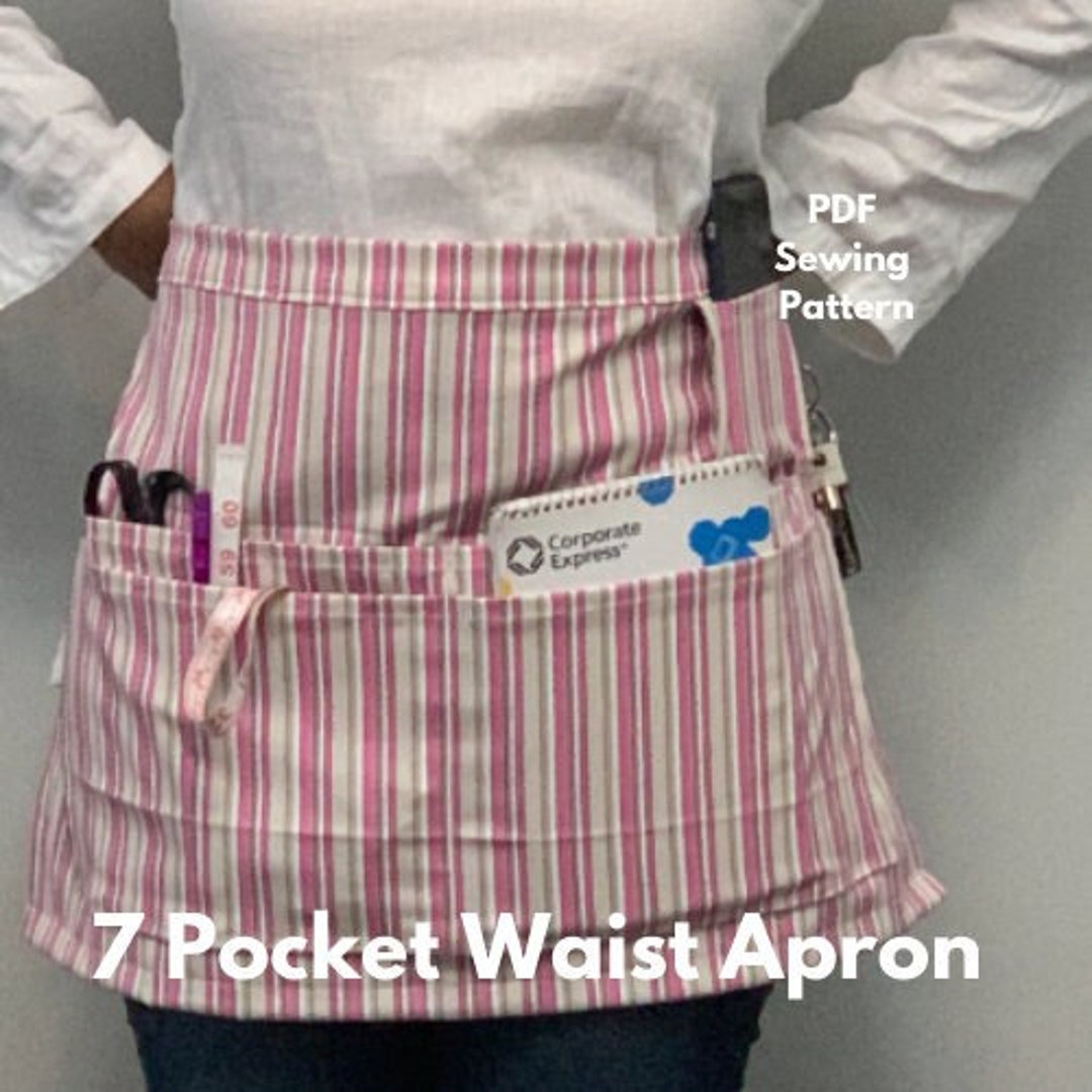 Waist Apron Pattern PDF Sewing Pattern 7 Pockets Utility Apron Cafe ...